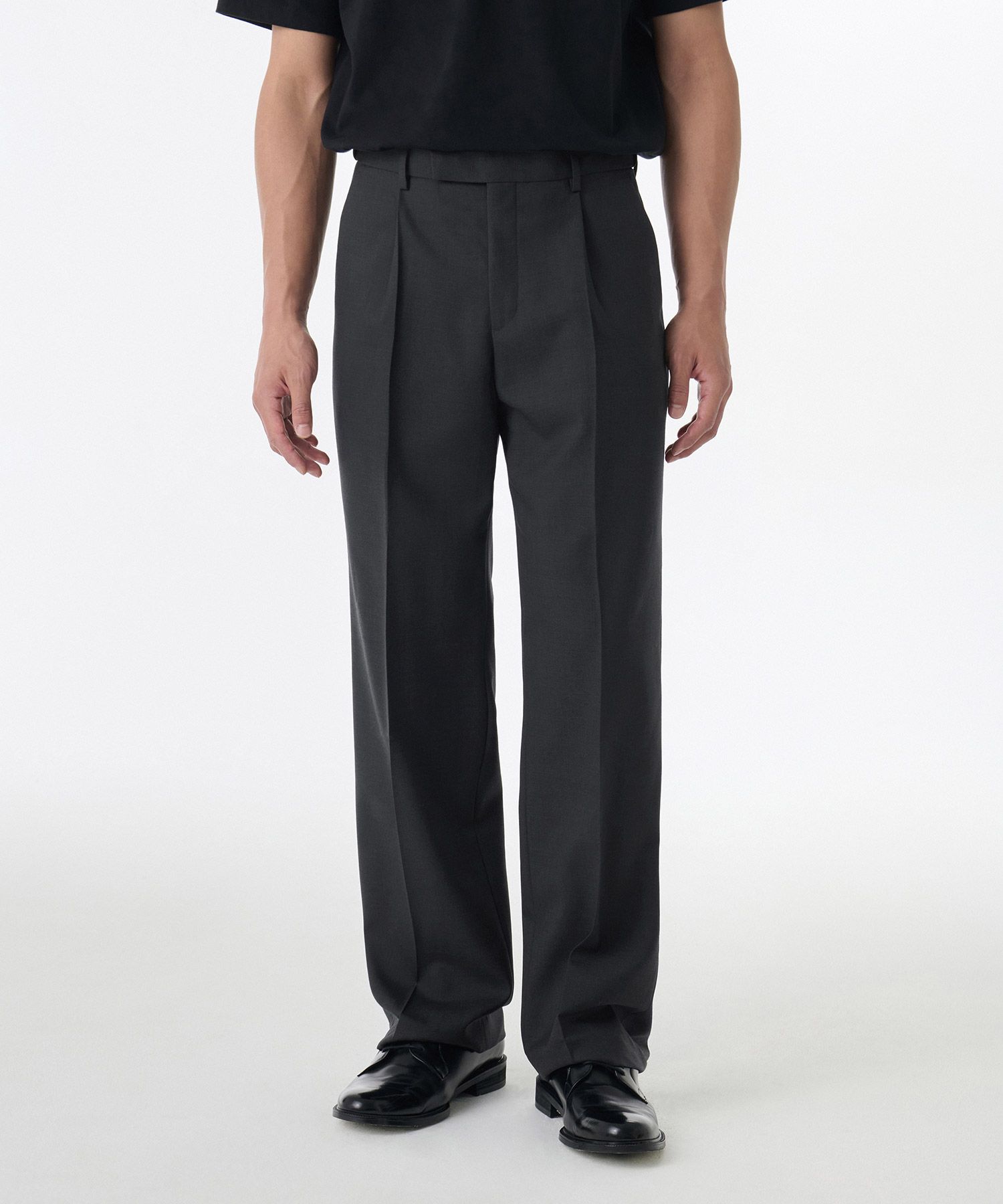 MUSINSA | MUSINSA STANDARD Wool Blend Wide Hidden Banding Slacks ...