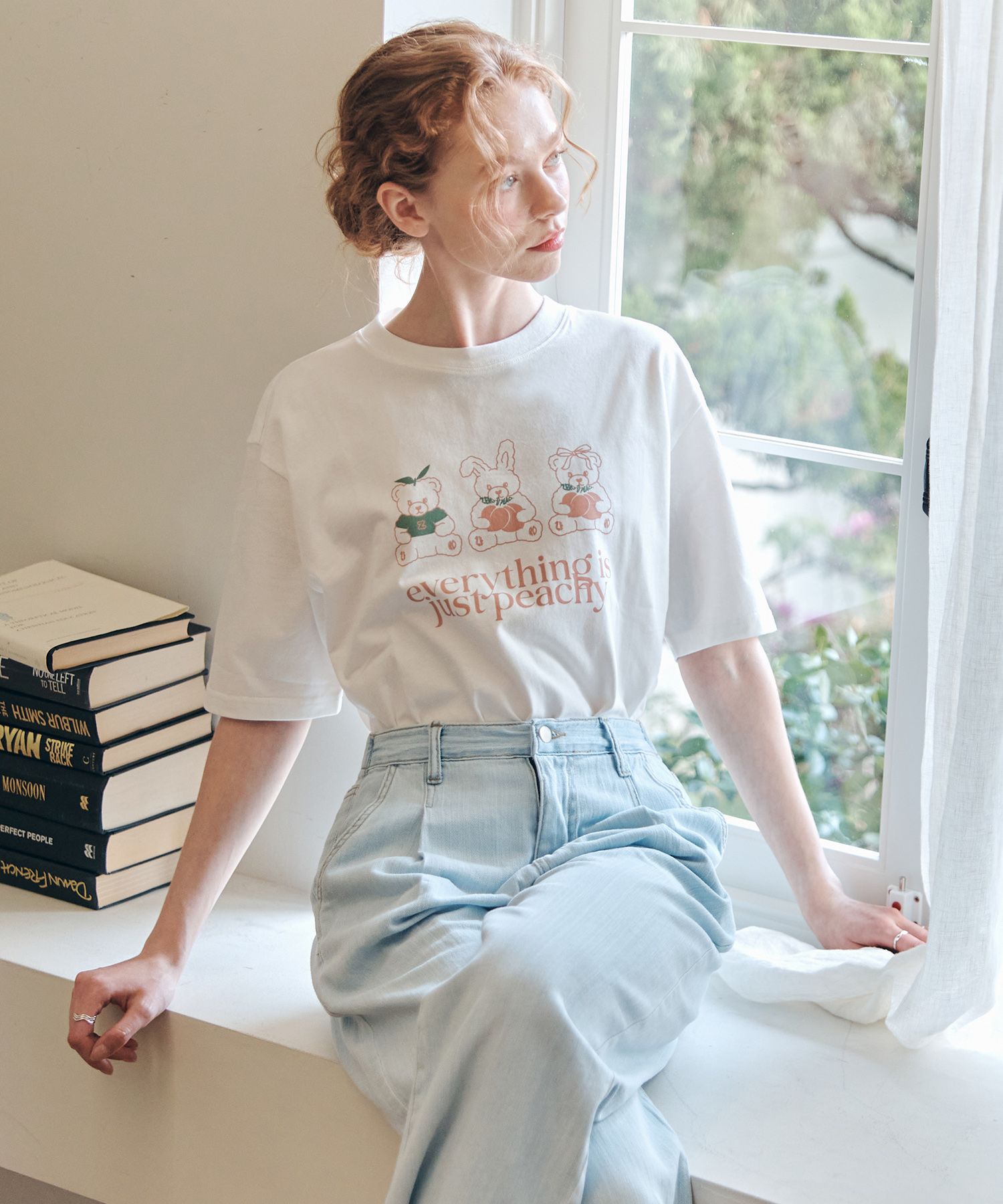 MUSINSA | ZERO STREET Peach Friends T-shirt / Ivory