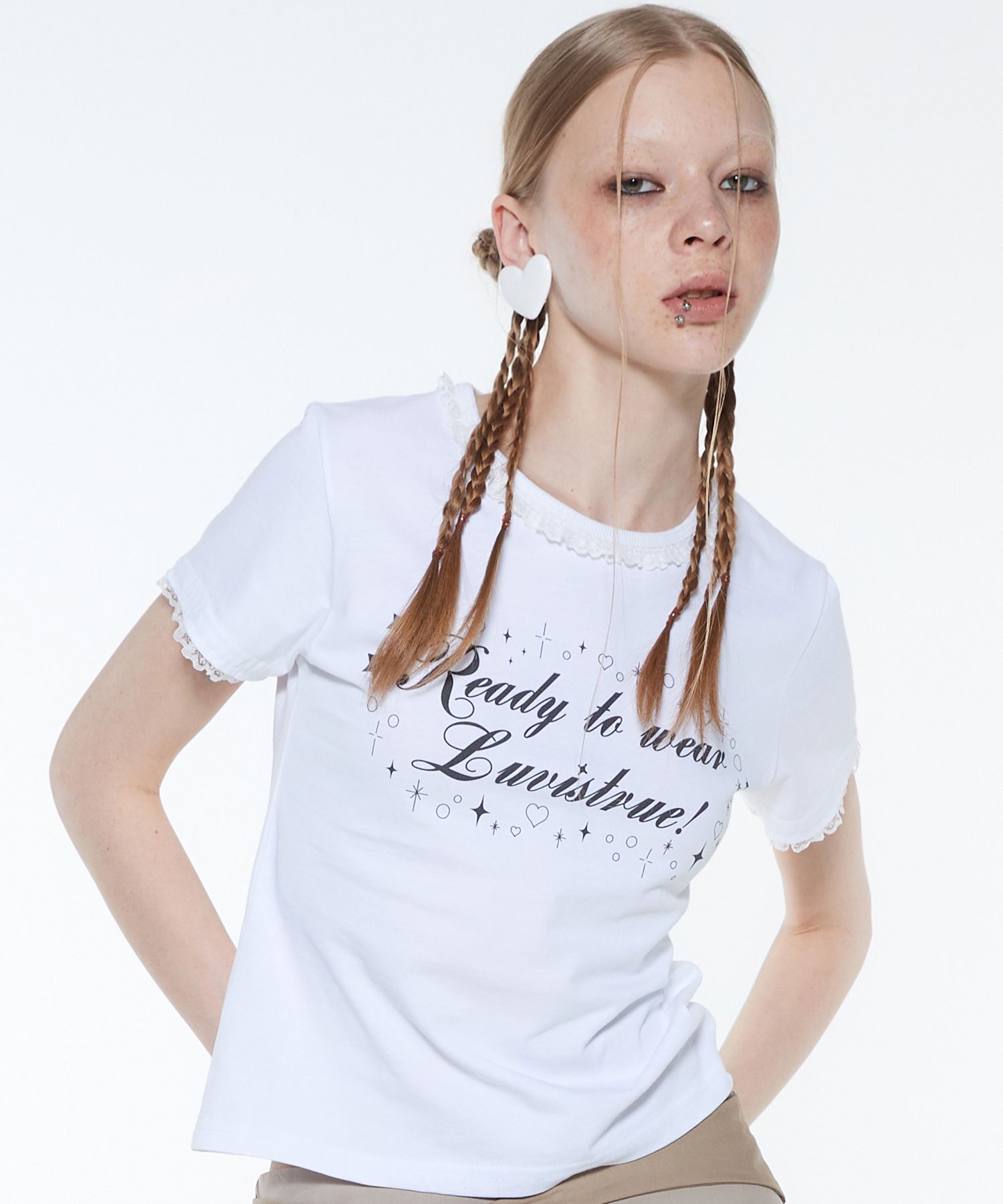 MUSINSA公式 | LUV IS TRUE RT LACE TEE(WHITE)