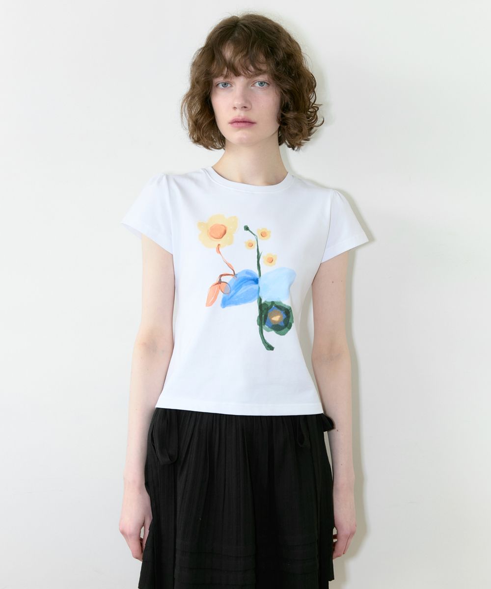 MUSINSA公式 | SINOON Flower Puff T-Shirt (White)