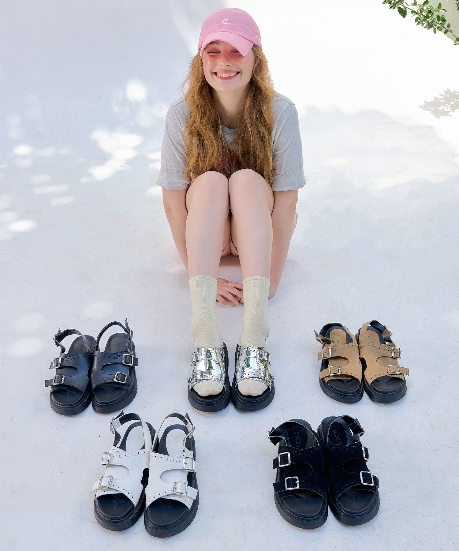 MUSINSA公式 | SHOEHI Maya Belt Strap Punching Sandals (5 Colors)_S0525