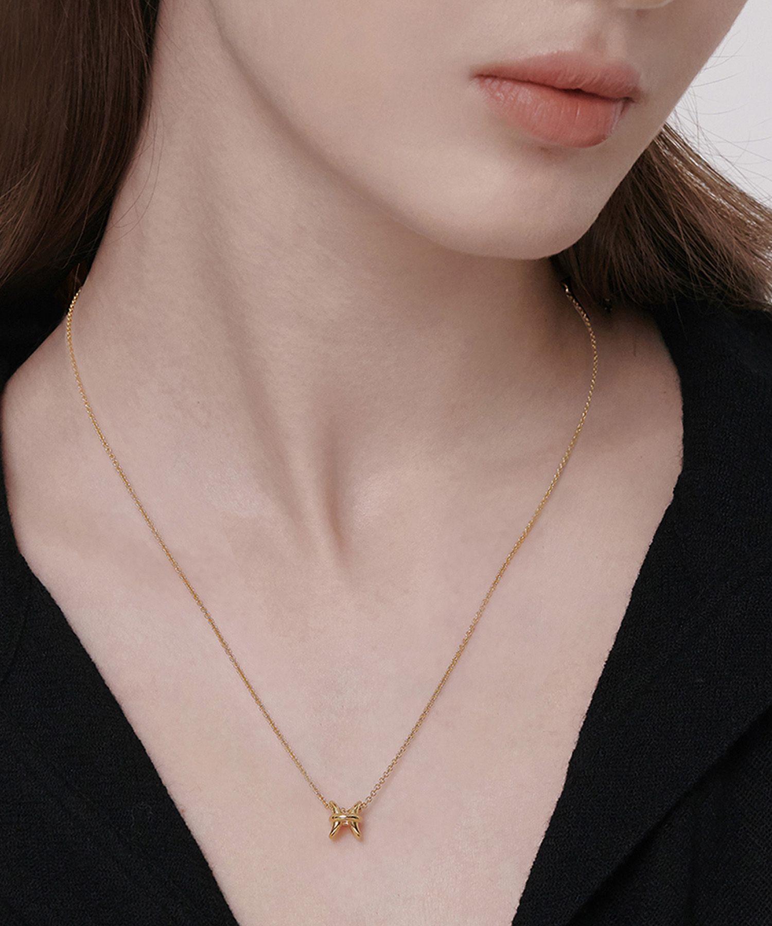 MUSINSA | HYERES-LOR Ace Silver Loop Necklace - Yellow