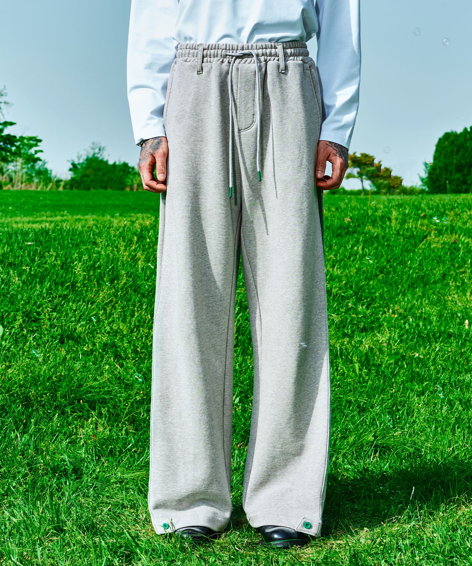 MUSINSA | THE IDENTITY PROJECT Compact side tuck wide pants [melange]