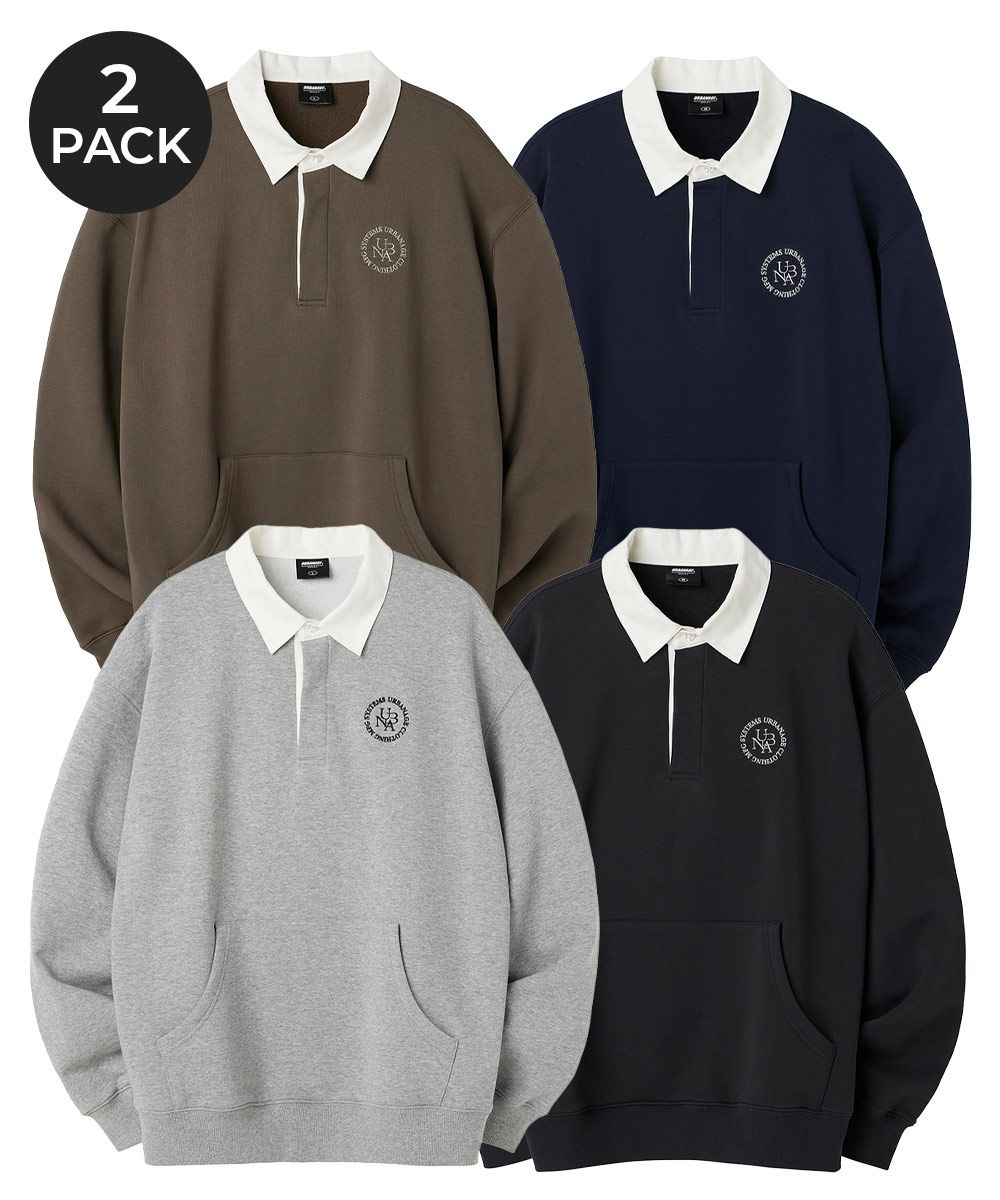 MUSINSA | URBANAGE [2PACK] UBNA Logo Embroidery Rugby Sweatshirt_(4COLOR)
