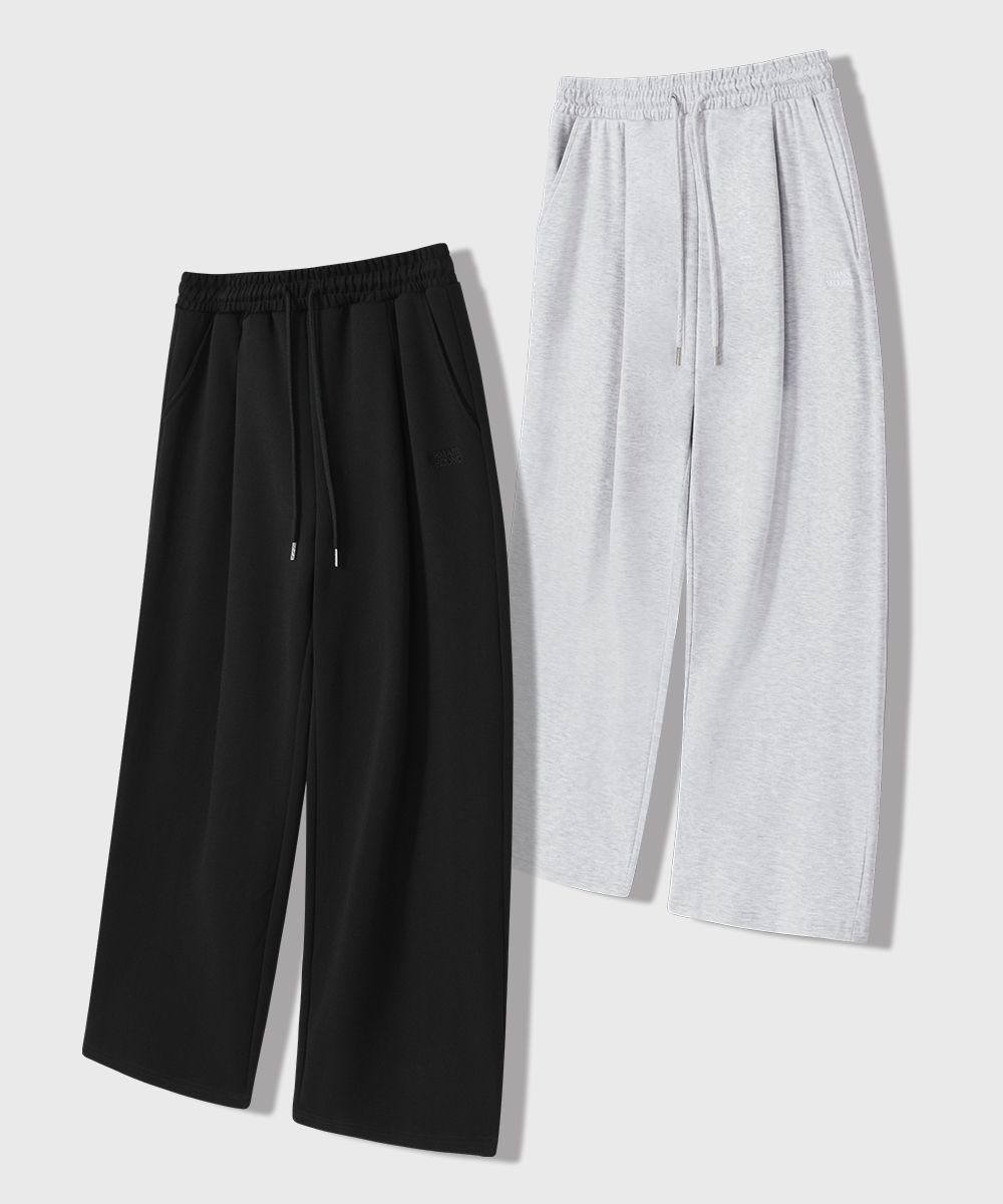 MUSINSA | LEMAIN SECOND [2PACK] ONE-TUCK WIDE SWEAT PANTS - BLACK/WHITE ...