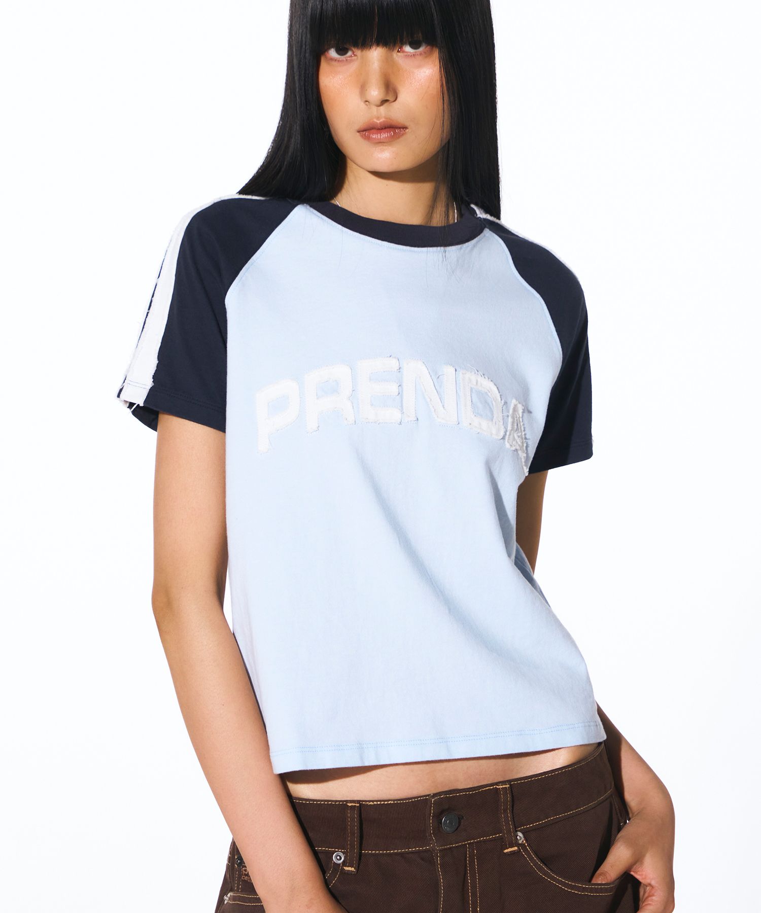 MUSINSA | PRENDA TWILL CUT-OFF RAGLAN TEE PASTEL DEEP BLUE
