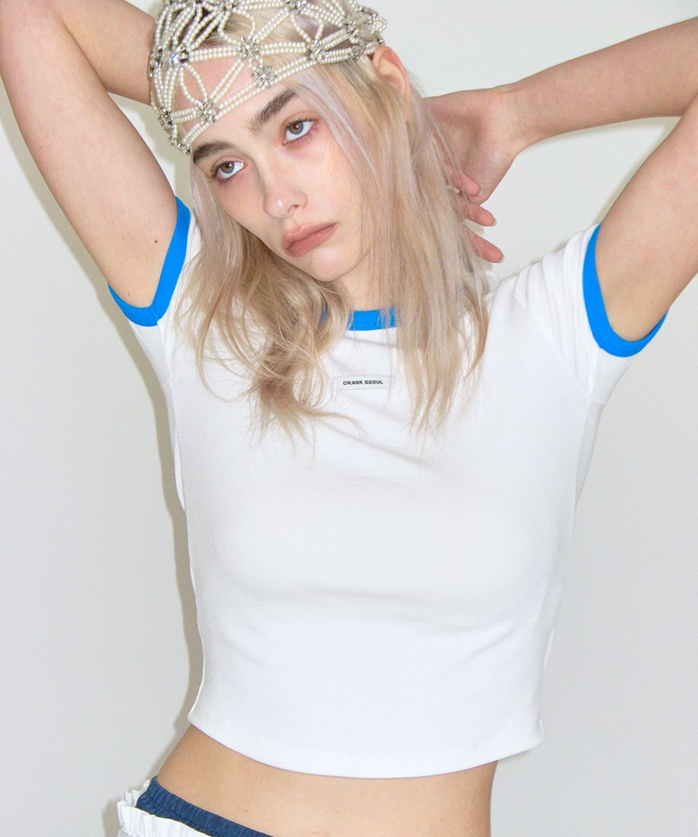 MUSINSA | CRANK Crew Neck Ringer Top_White