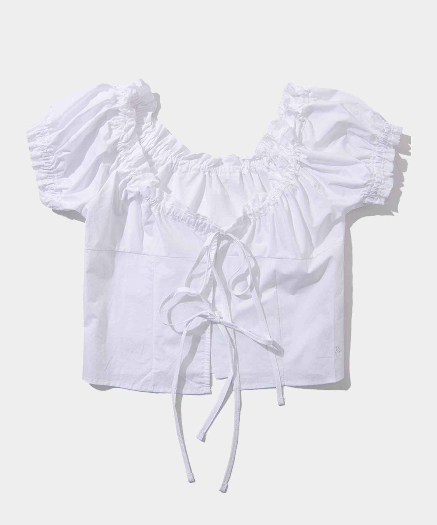 MUSINSA | PLACE STUDIO frill ribbon strap round neck cropped short ...