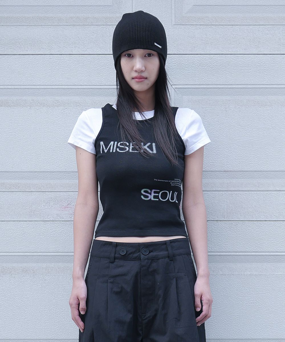 MUSINSA公式 | MISEKI SEOUL Logo crop sleeveless BLACK