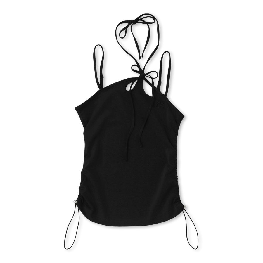 MUSINSA公式 | NERDY Women's String Halter Neck Sleeveless Top Black