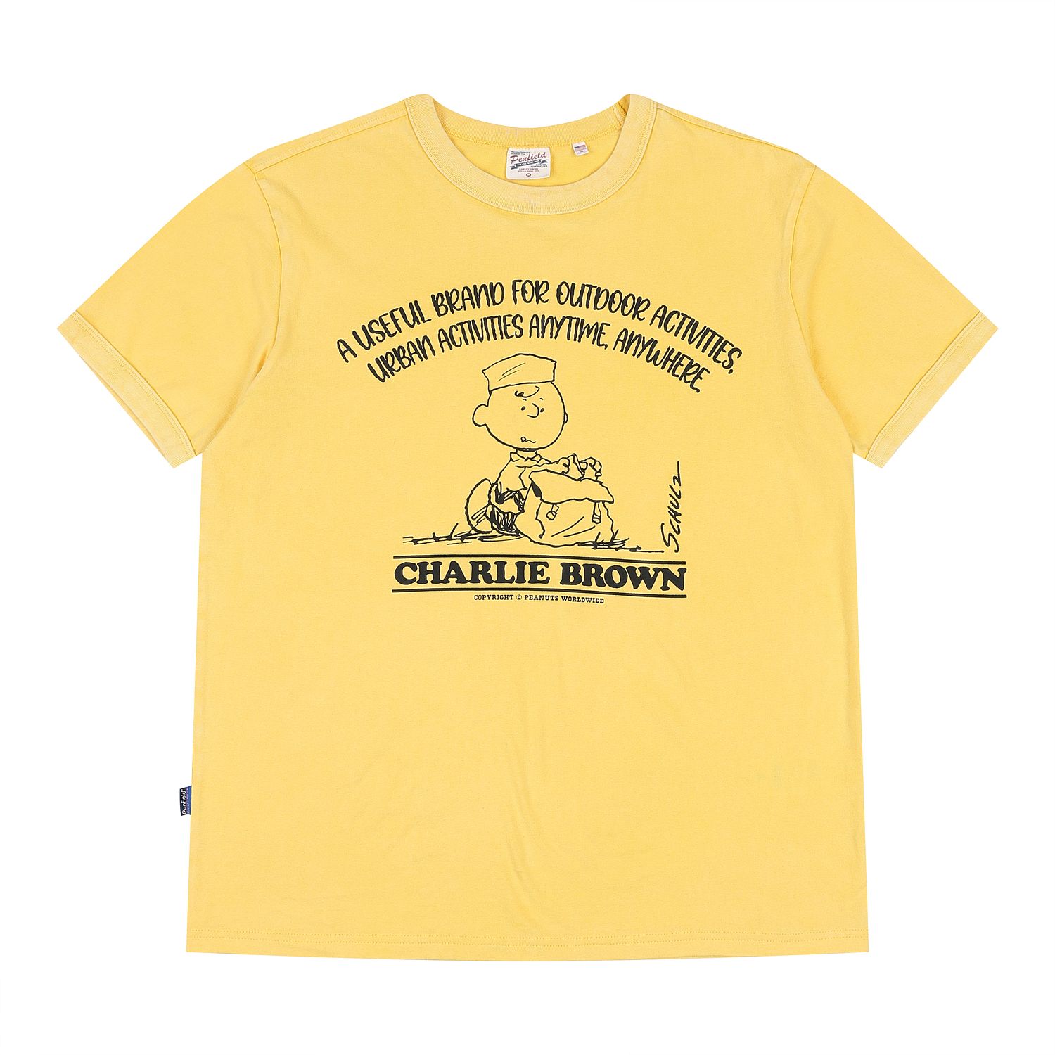 MUSINSA | PENFIELD [P x PEANUTS] CHARLIE RINGER TS YELLOW_FQ2KT770