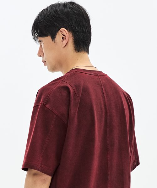 MUSINSA | SOVERMENT 460G Dart Heavy Mud Dying T-Shirt - Dusky Burgundy