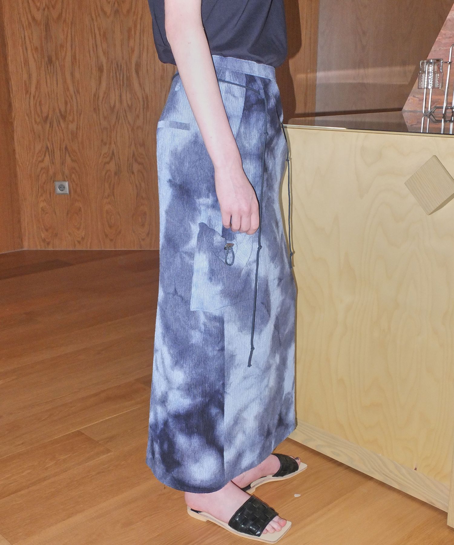 MUSINSA | EN OR CARGO STRING TIE-DYE SKIRT - BLUE