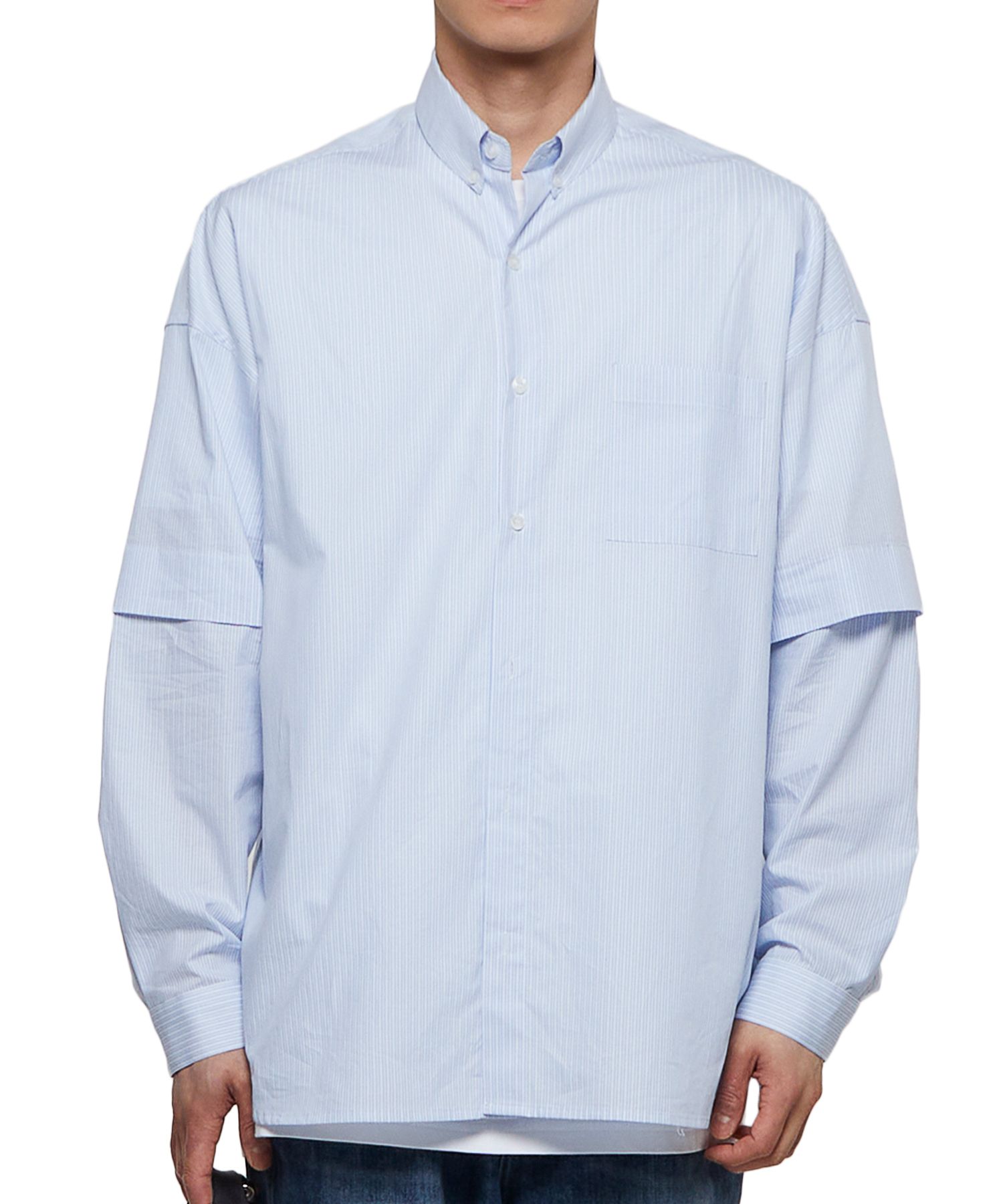 MUSINSA | NAYSAYER Striped cut shirt_Sky Blue