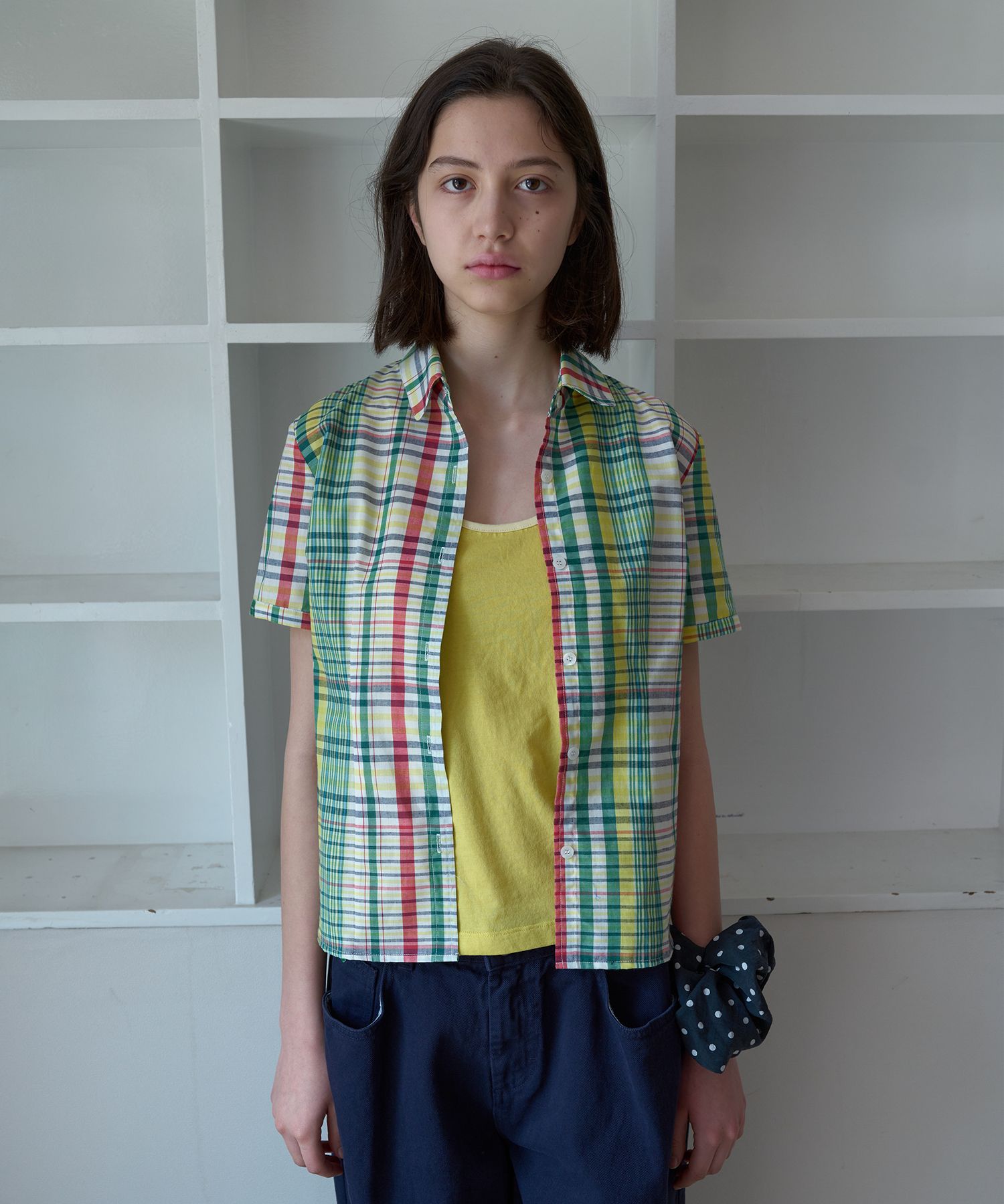 MUSINSA | NOCONTENT 71. Check Half Shirt _ Green Check