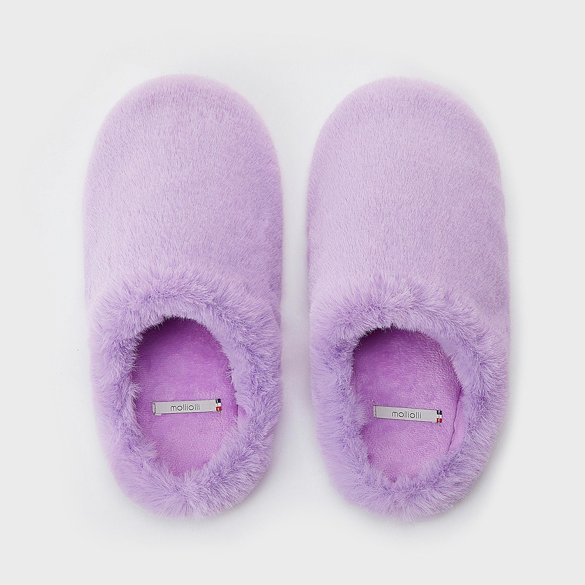 MUSINSA | MOLLIOLLI Heel slippers fake fur indoor shoes [purple]
