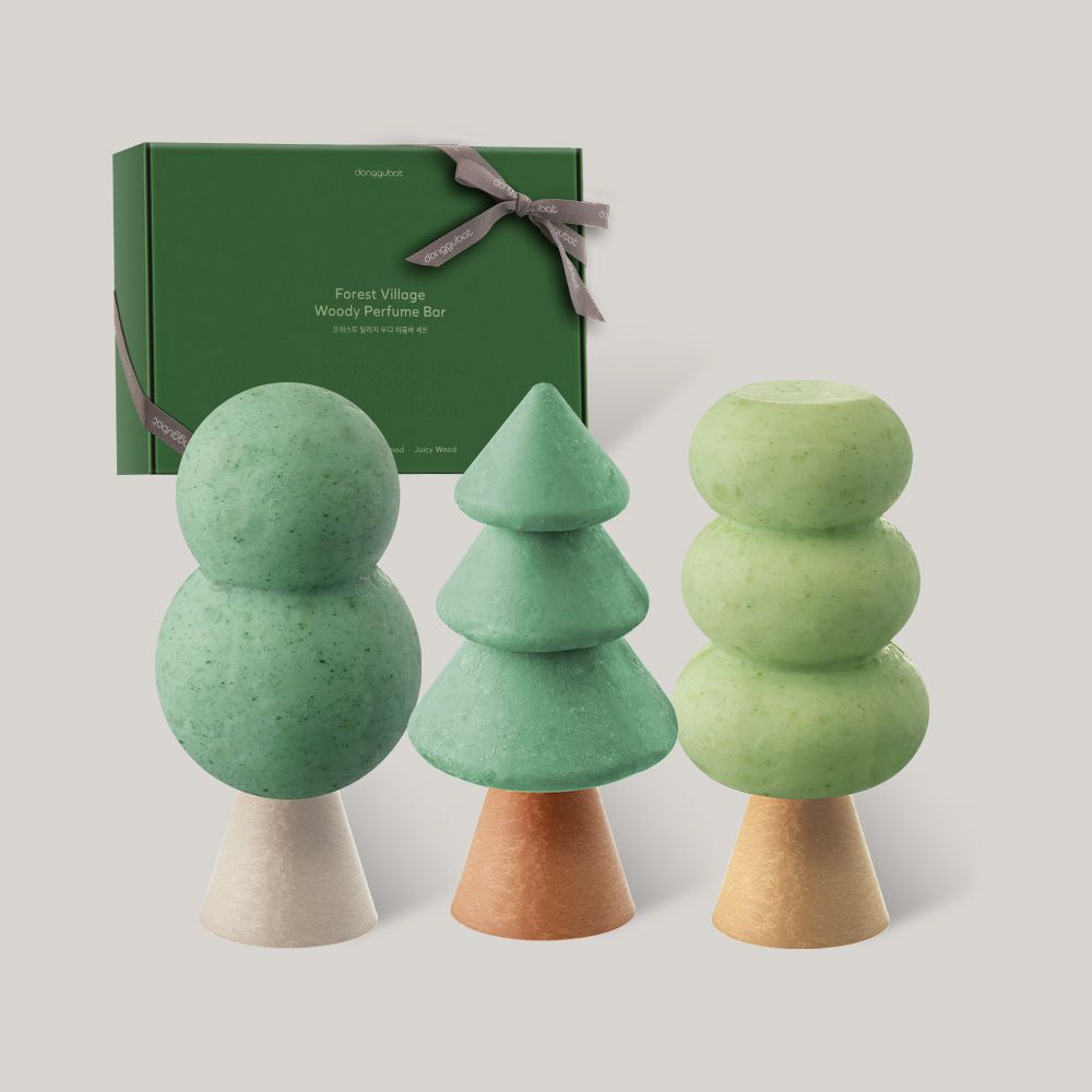 MUSINSA公式 | DONGGUBAT Forest Village Woody Perfume Bar Gift Set (Bloomwood + Herbwood + Juicywood)