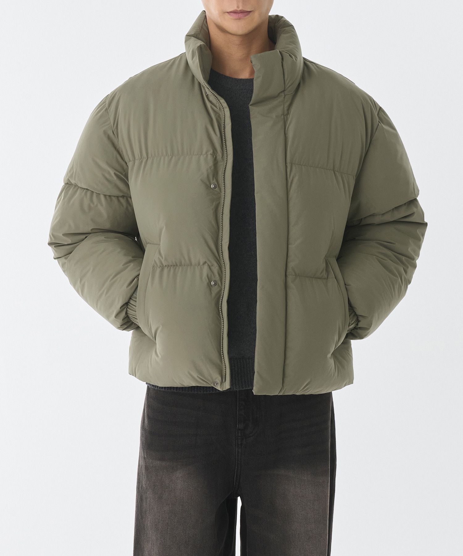 MUSINSA | MUSINSA STANDARD Daily Puffer Short Padded Jacket [Khaki]