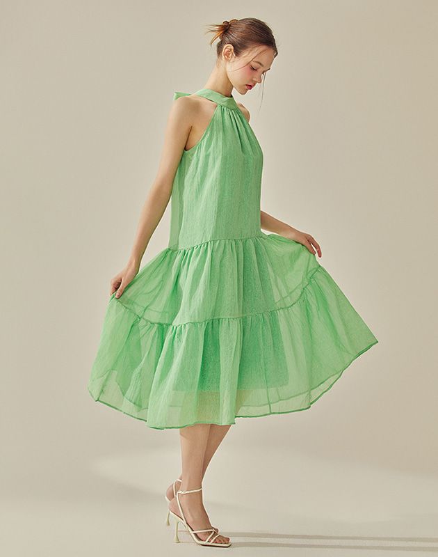 MUSINSA | VIKINI VENDER Moselle Halter Tiered Long Dress