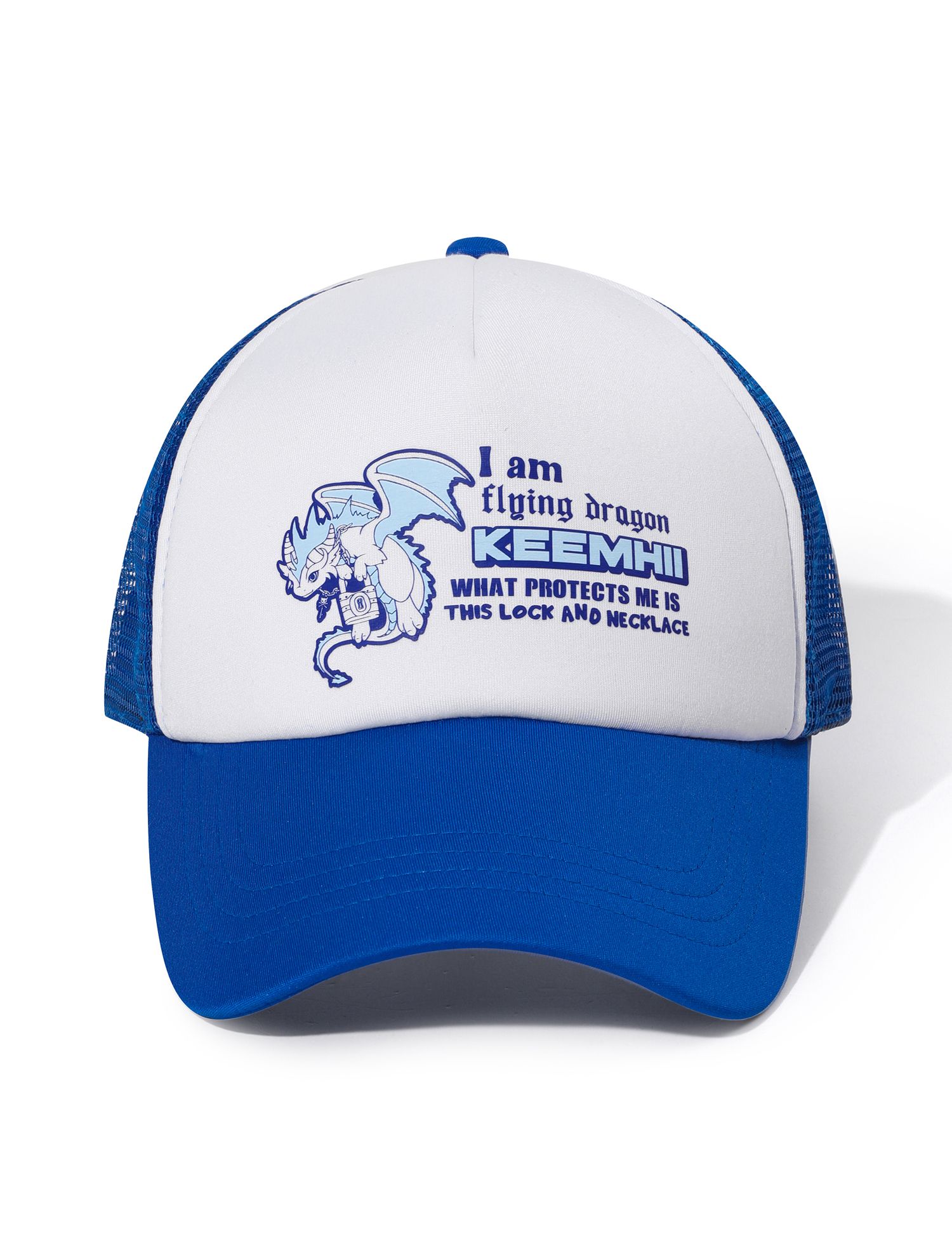 MUSINSA | KEEMHII Fire Dragon Mesh Trucker Cap - [Blue]