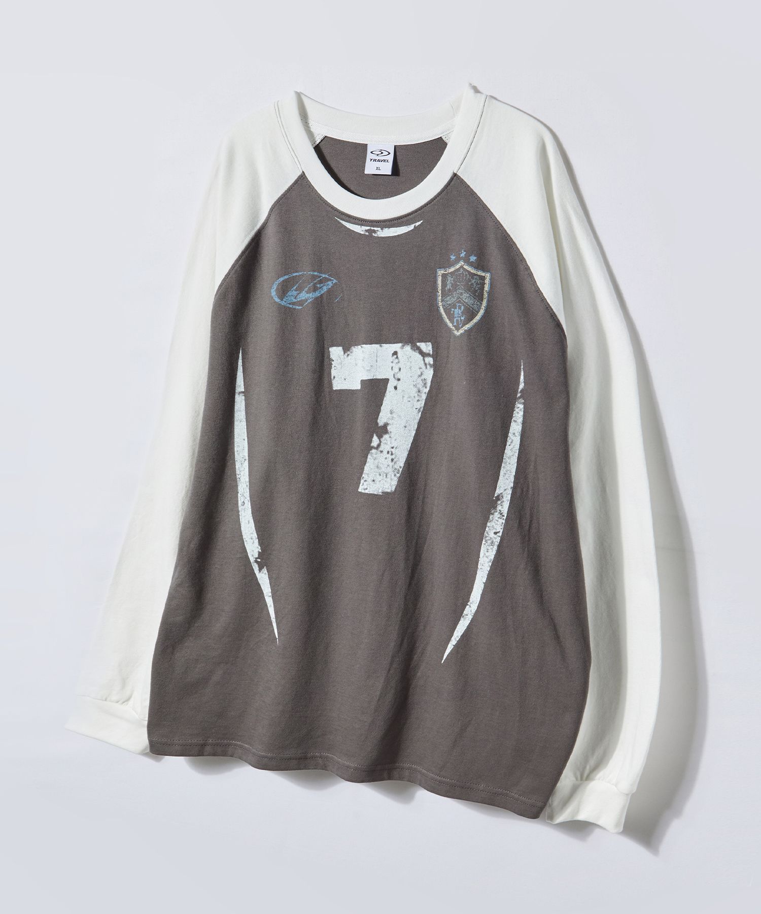 MUSINSA | TRAVEL Number Seven Raglan Long Sleeve Charcoal