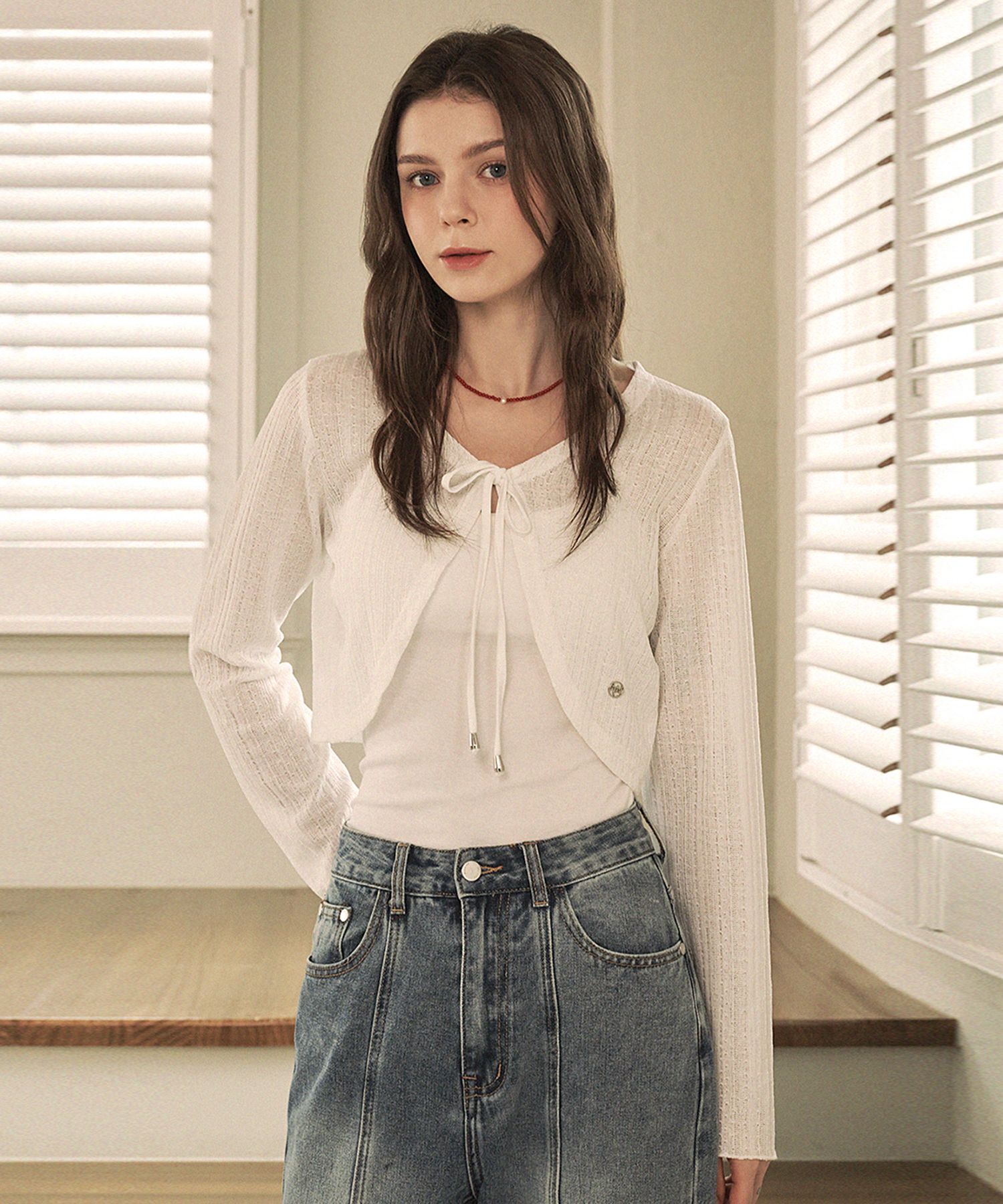 MUSINSA公式 | MICANE [XS-5XL]Pondry Crochet Cropped Cardigan