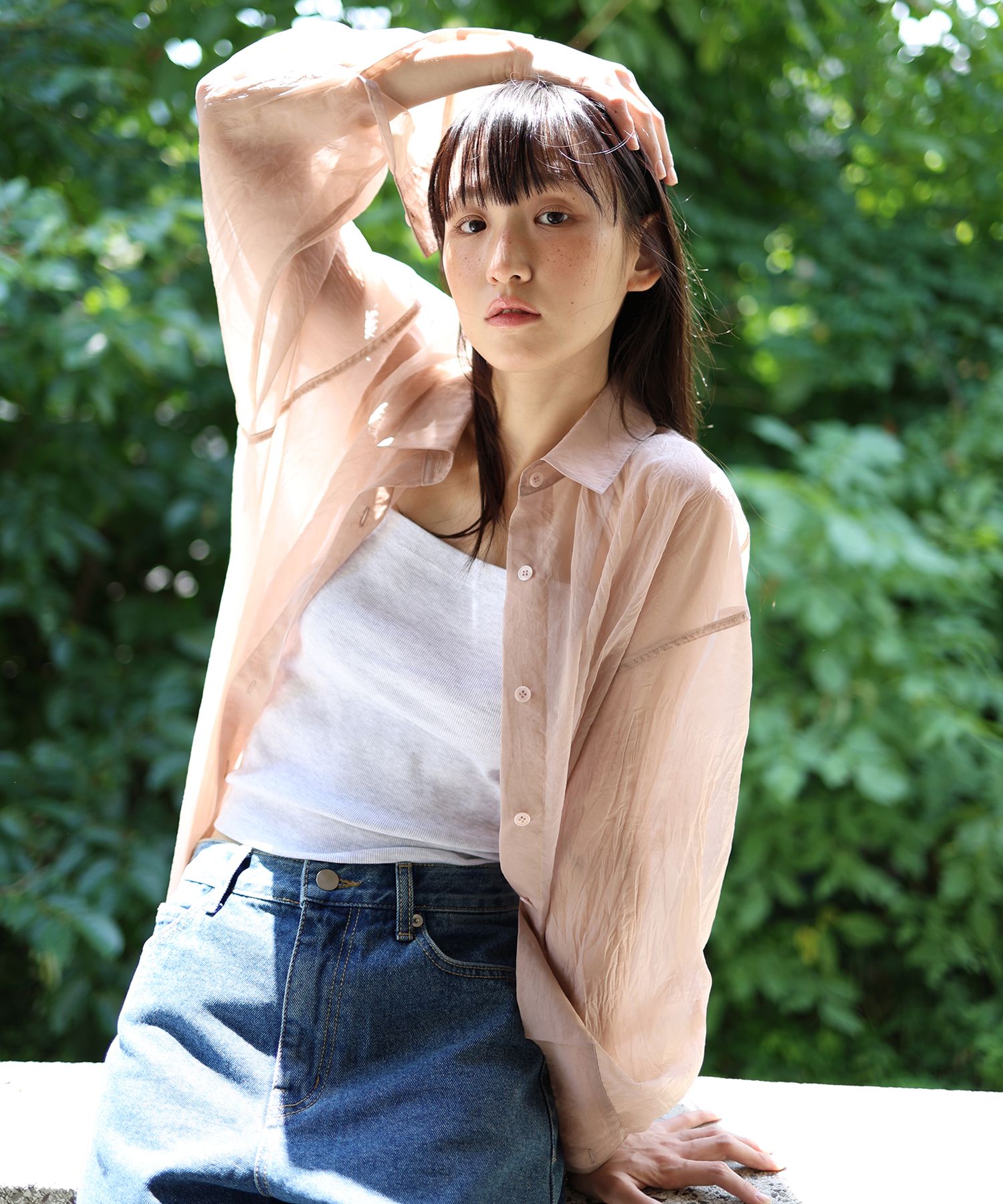 MUSINSA公式 | PAUL&ALICE OVERSIZED SHEER SHIRT / PINK