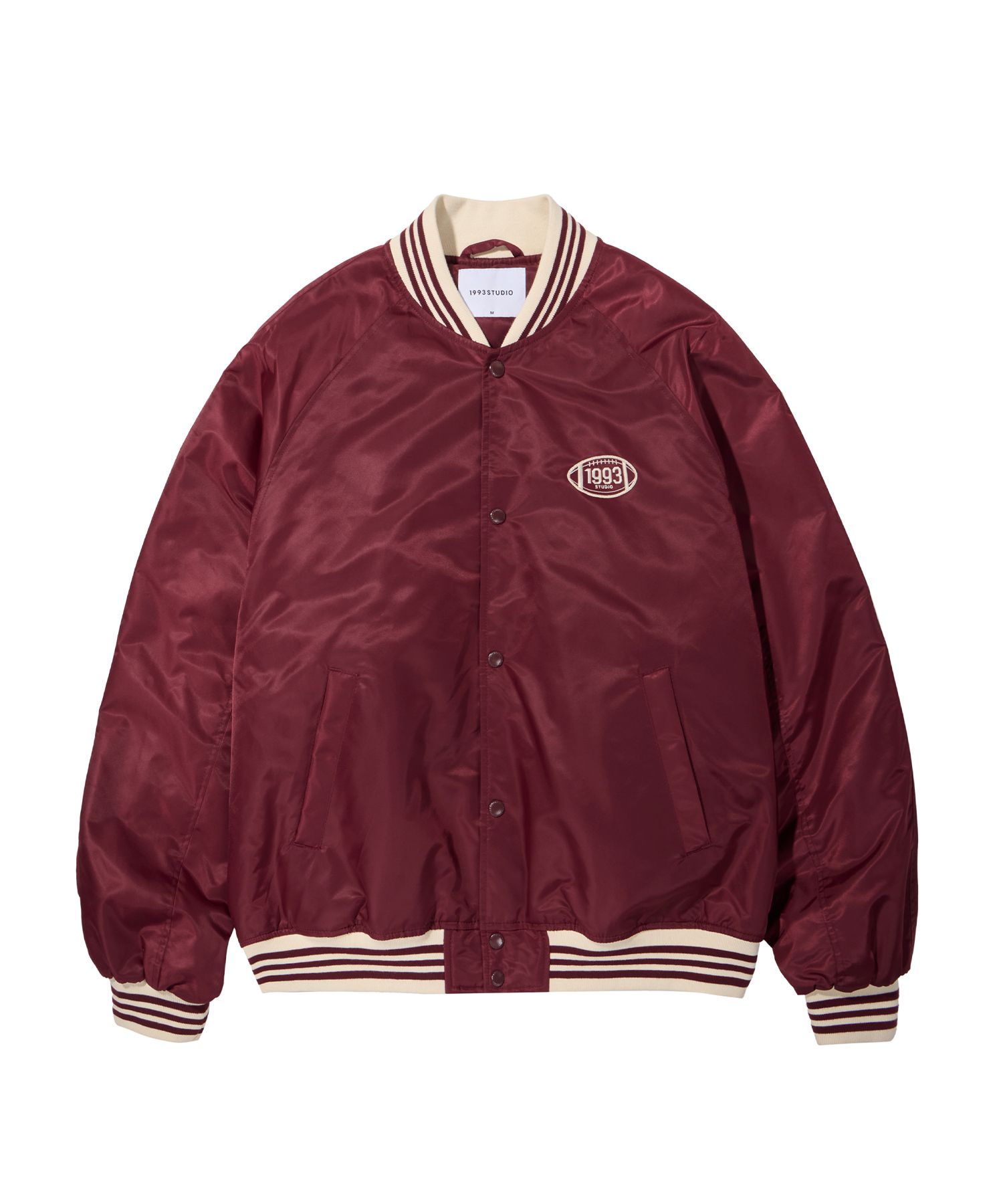 MUSINSA | 1993STUDIO 90S Rugby Nylon Varsity Jacket_Burgundy
