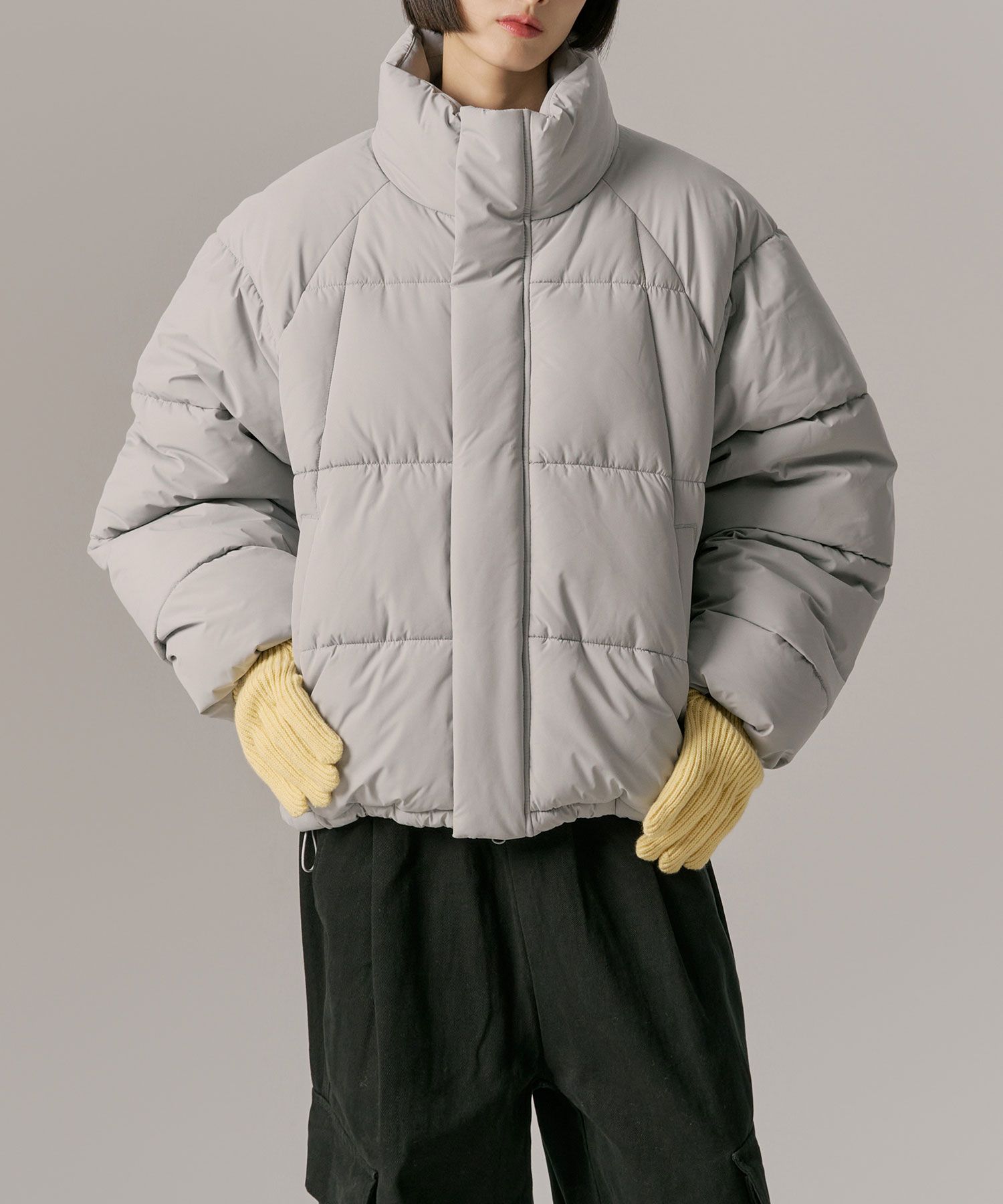 MUSINSA | URBANDTYPE Heavy Square Collar Short Padding_Gray