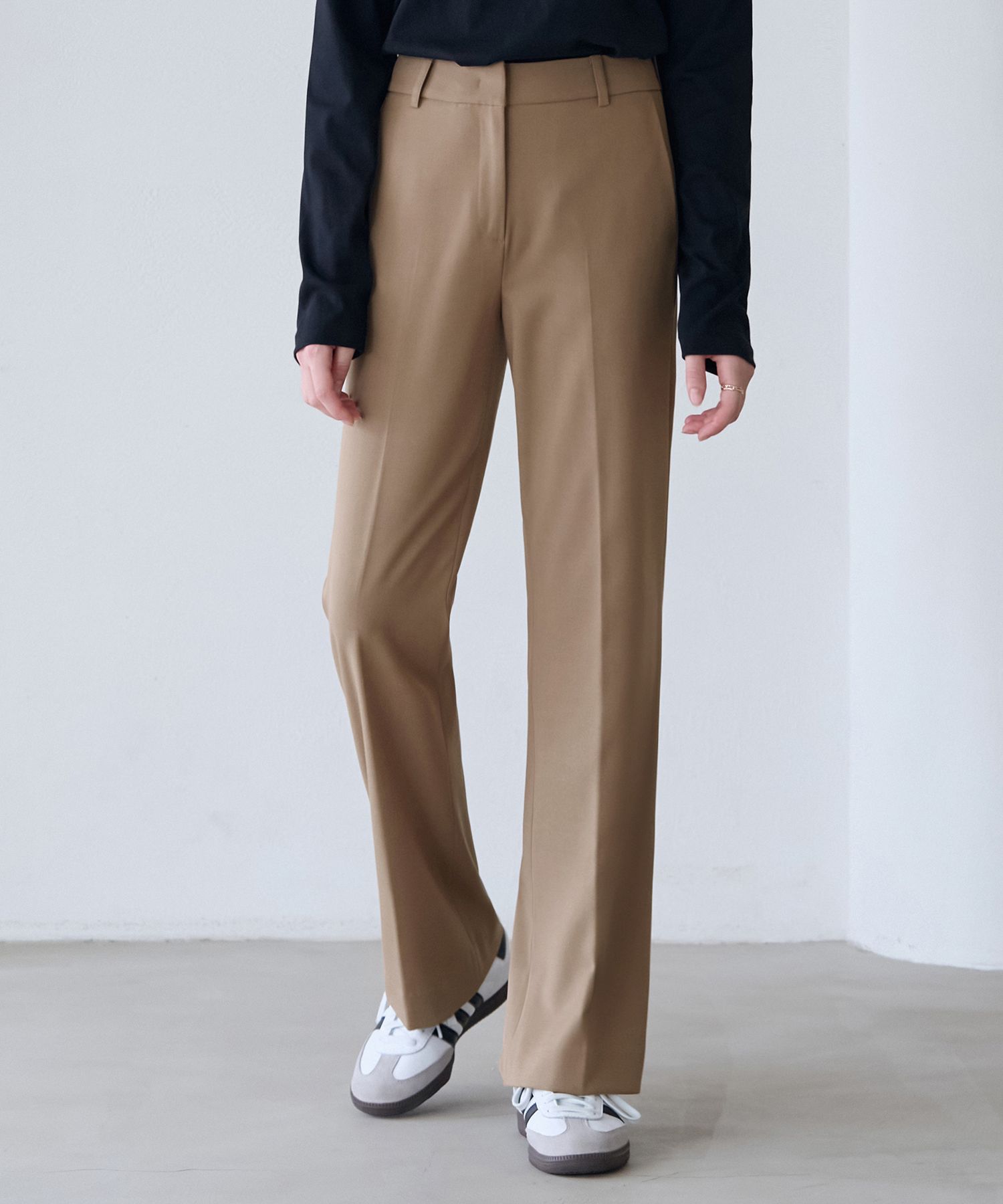 MUSINSA | DRAWFIT WOMEN Comfy wool straight slacks [BEIGE]