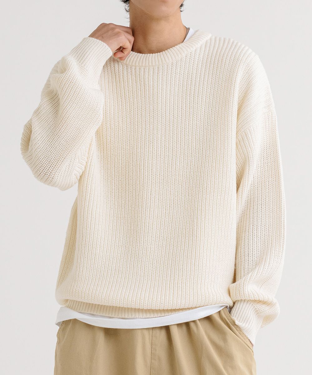MUSINSA | LEMAIN SECOND Overfit volume washable crew neck hachi knit ...