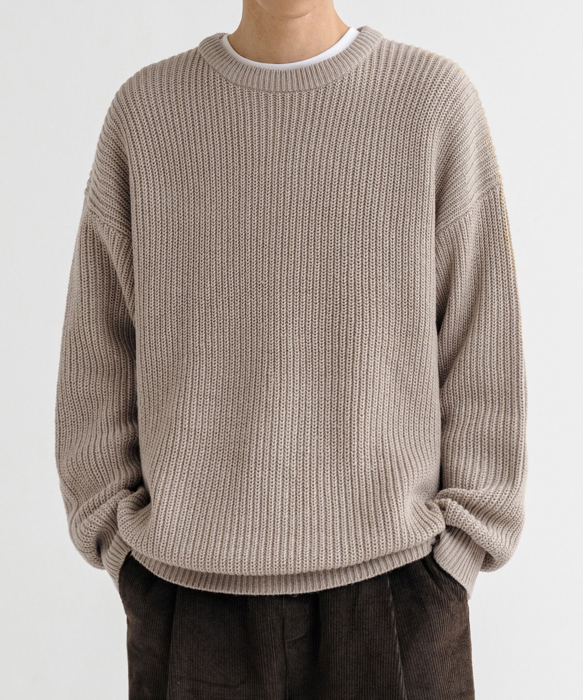 MUSINSA | LEMAIN SECOND Overfit volume washable crew neck hachi knit ...