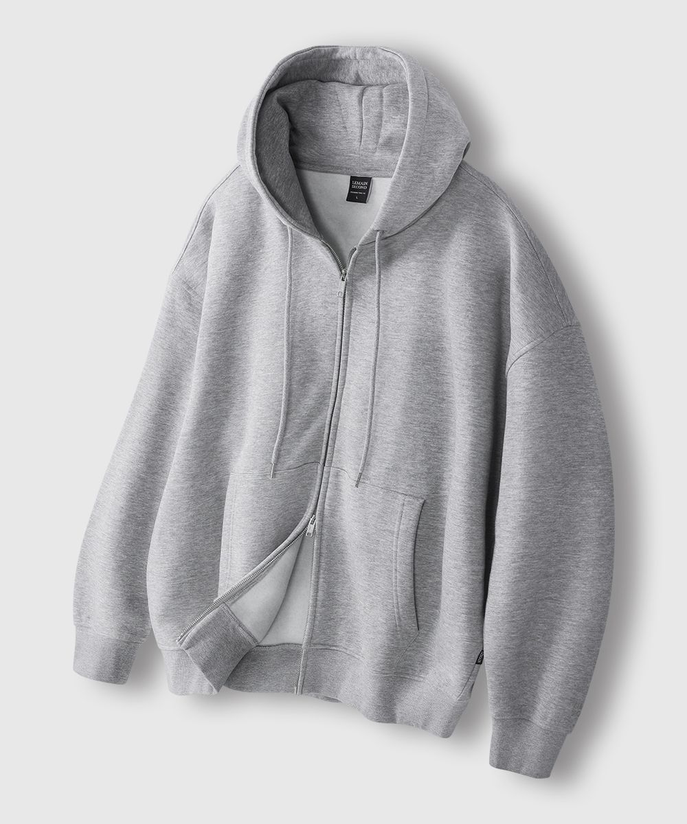 MUSINSA | LEMAIN SECOND 2WAY OVERFIT SWEAT HOOD ZIP-UP [GRAY] - NON FLEECE ver