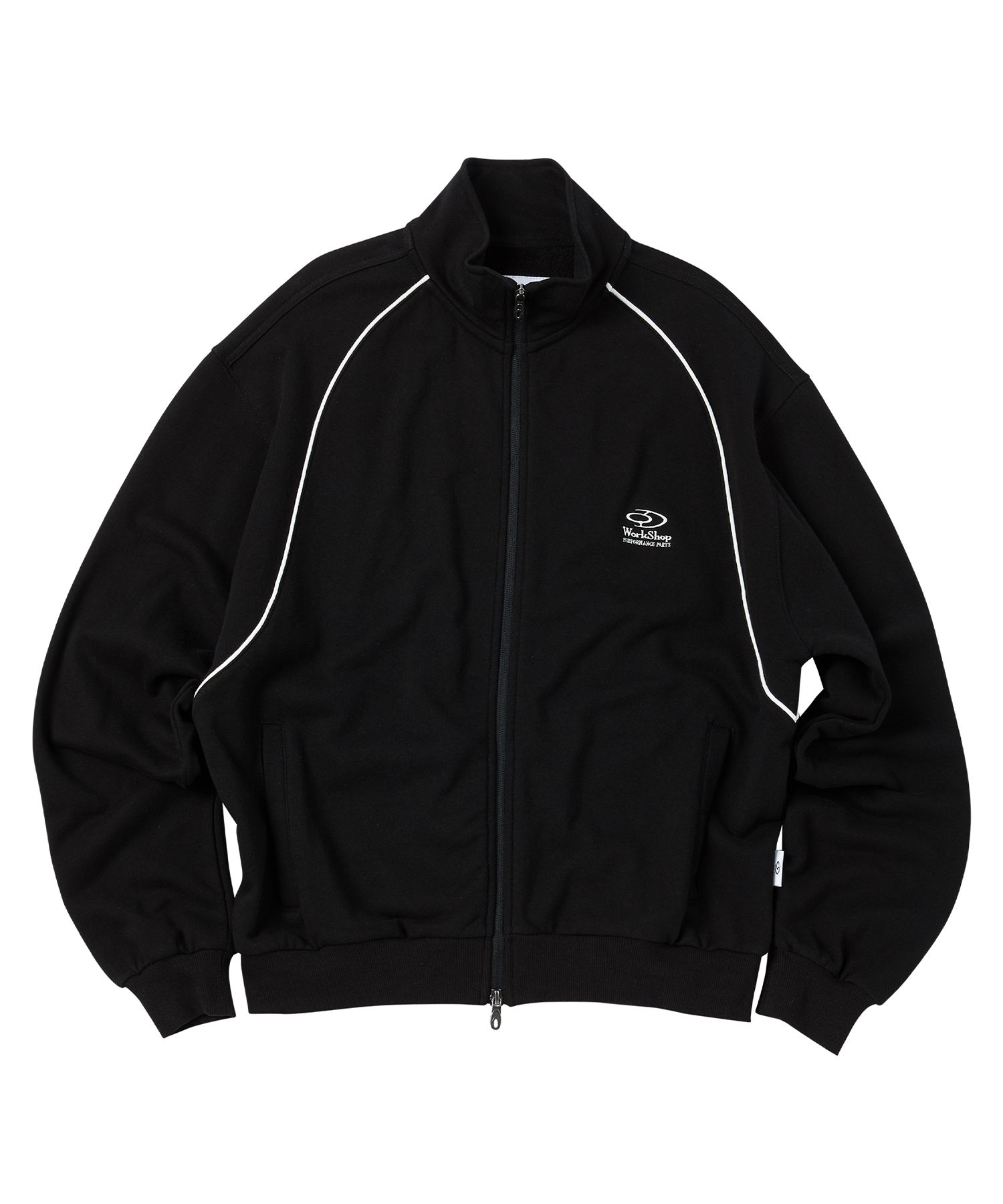 MUSINSA | TRAVEL Piping track zip-up jacket black
