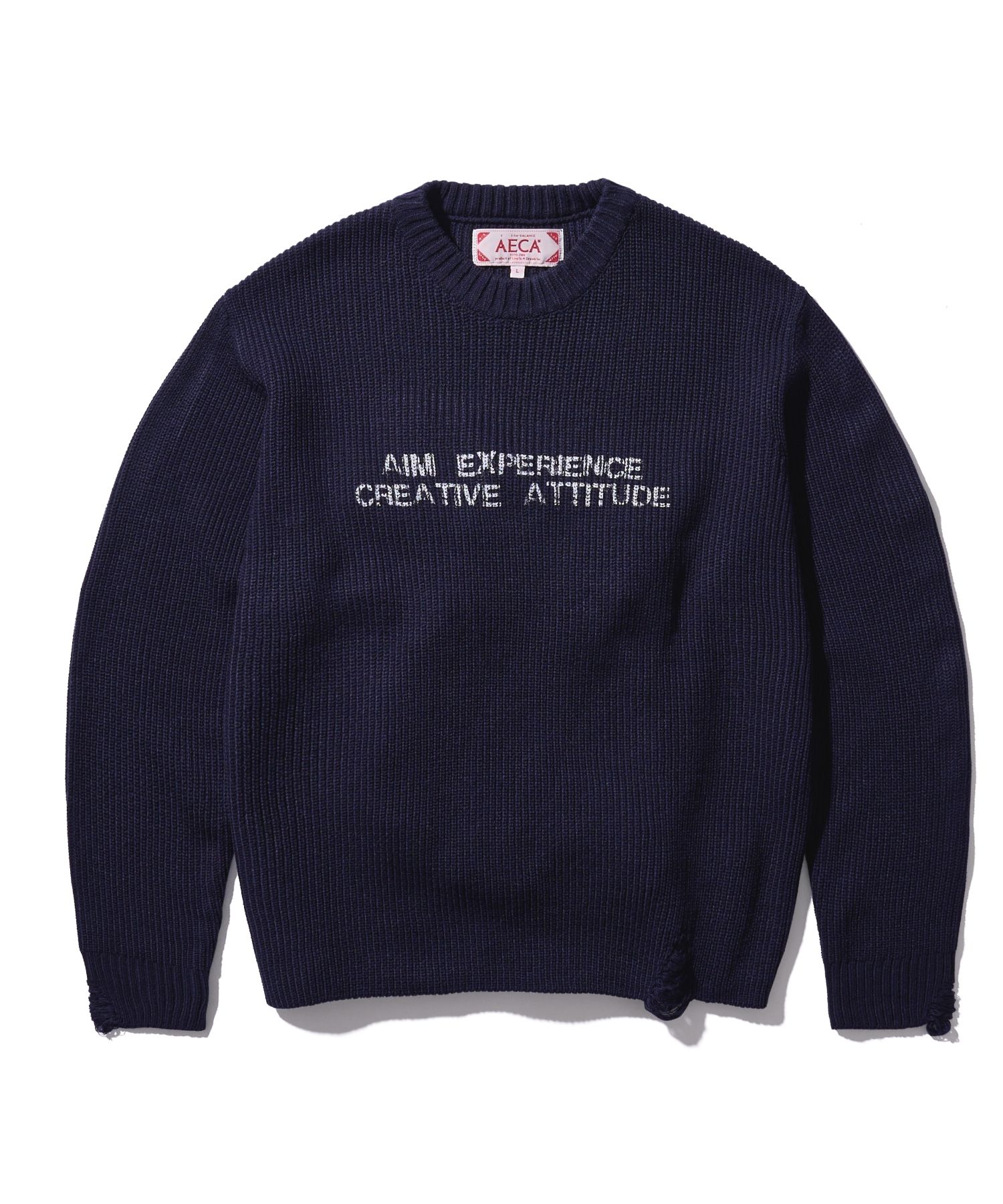 MUSINSA | AECA WHITE AECA MEANS DESTROYED KNIT-NAVY