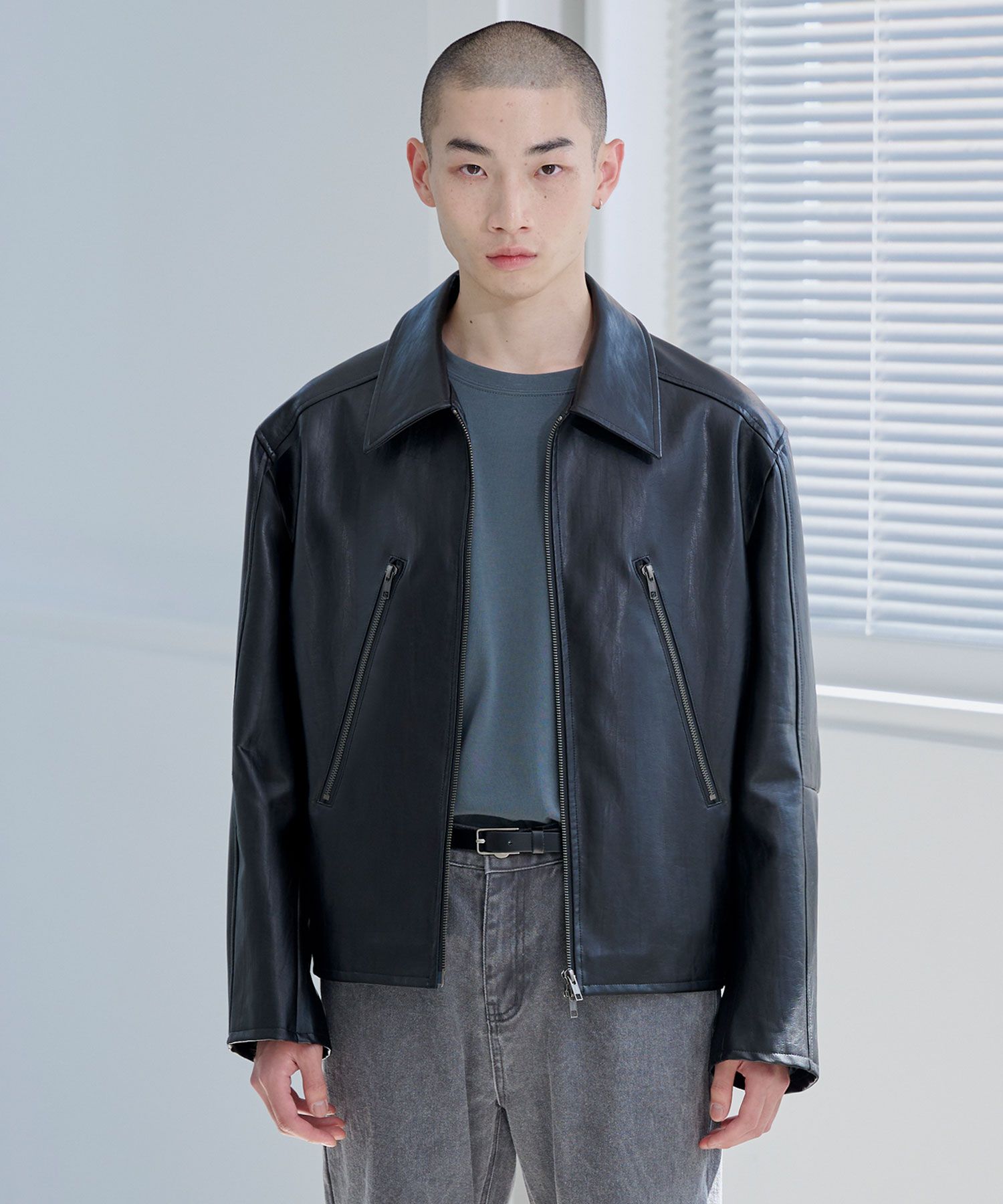 MUSINSA | ZPLISH GEEK RACER LEATHER JACKET BLACK