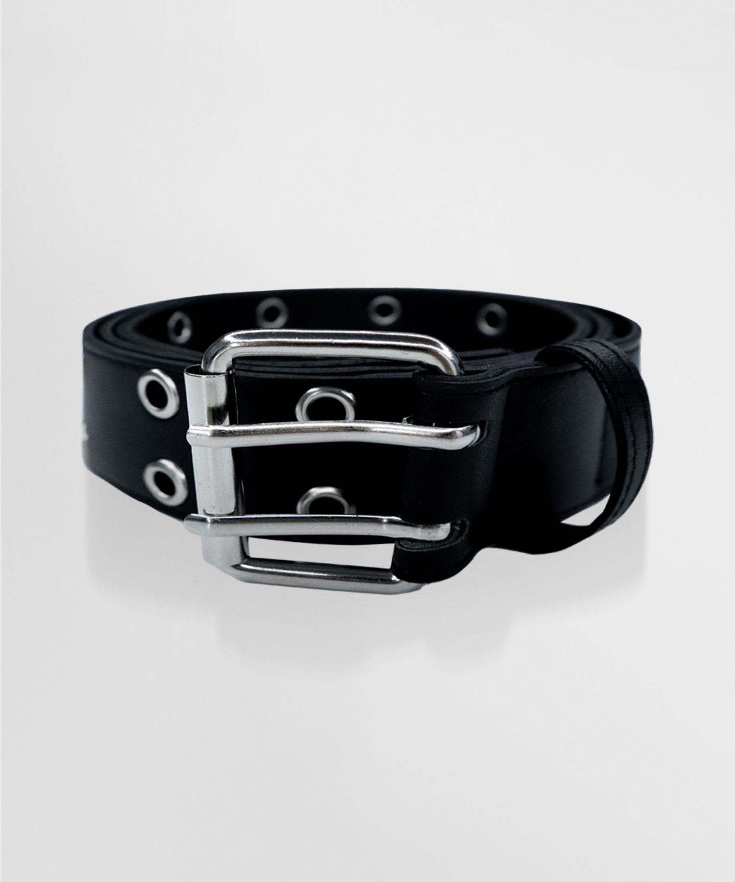 MUSINSA | SIGNATURE Double eyelet belt [black]