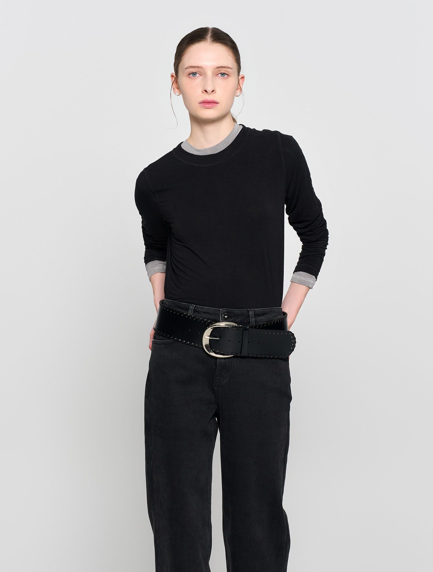 MUSINSA | GENERAL IDEA Soft basic long sleeve tee [BLACK] / WBD3L01505