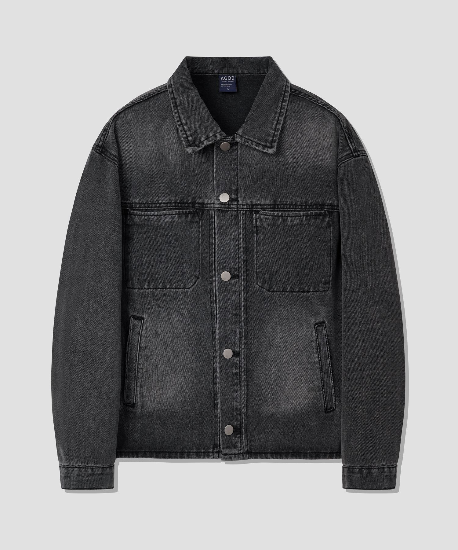 MUSINSA | AGOD Stone Washed Crop Denim Jacket [Grey]