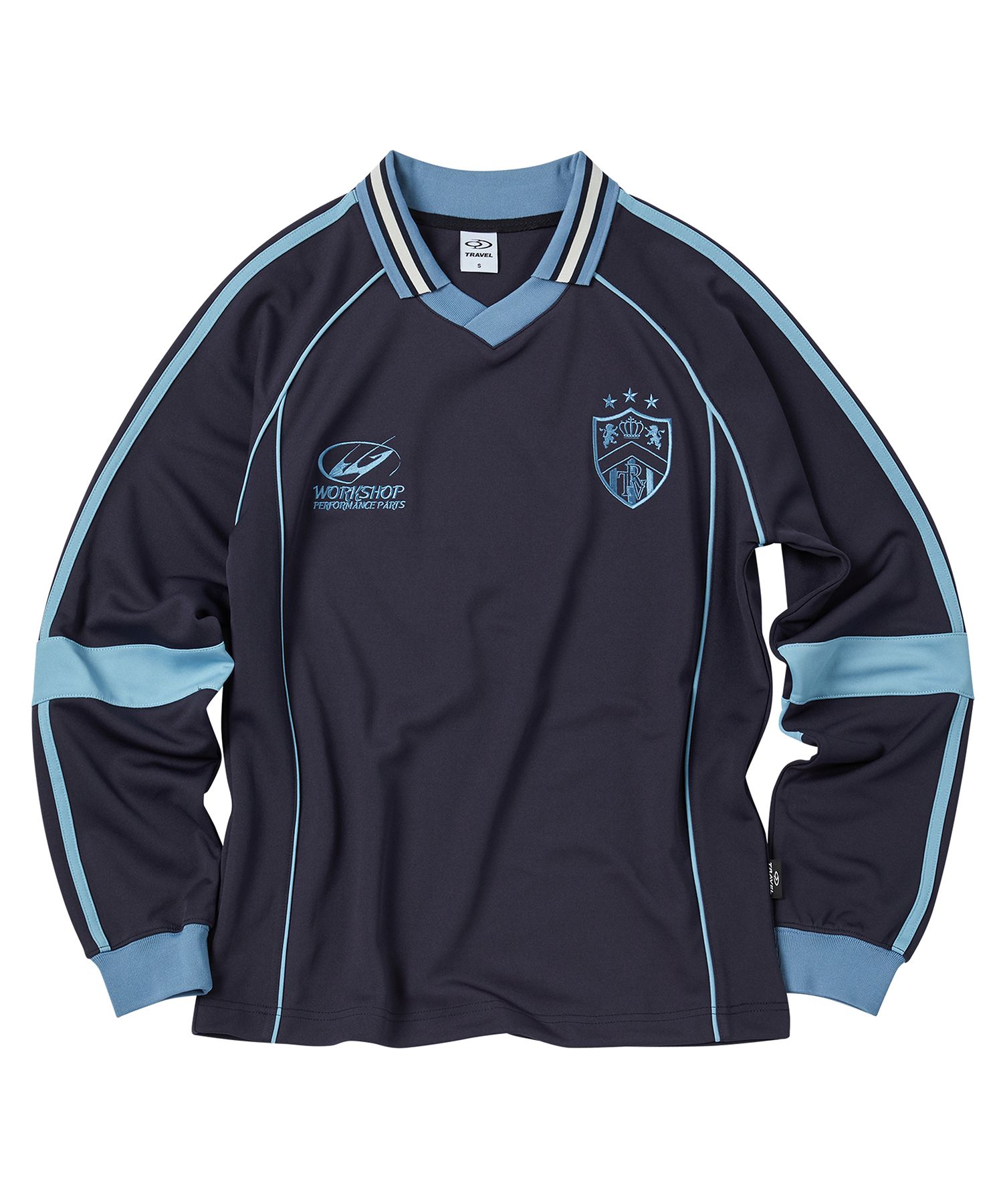 MUSINSA | TRAVEL Jersey piping long sleeve navy