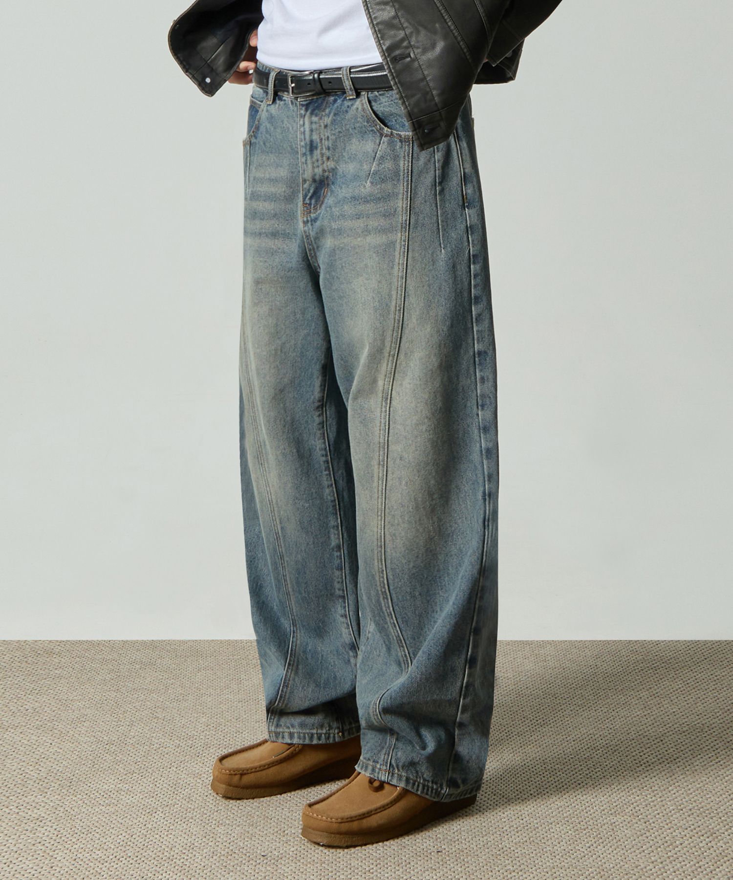 MUSINSA公式 | DIMITRI BLACK VLAD round slash denim pants_dust indigo