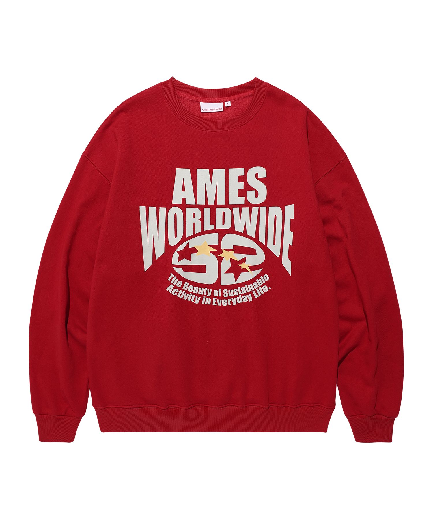 MUSINSA | AMES-WORLDWIDE LOGO TYPO GRAPHIC SWEATSHIRT RED(AM2EFUM440A)