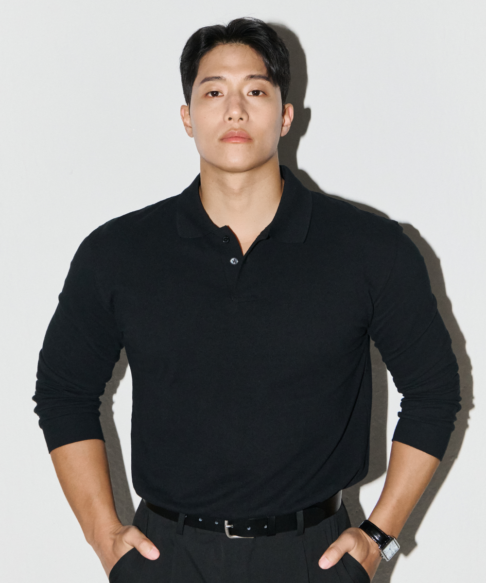 MUSINSA | NINEZ Signature cotton muscle fit long sleeve collar tie NSPL01