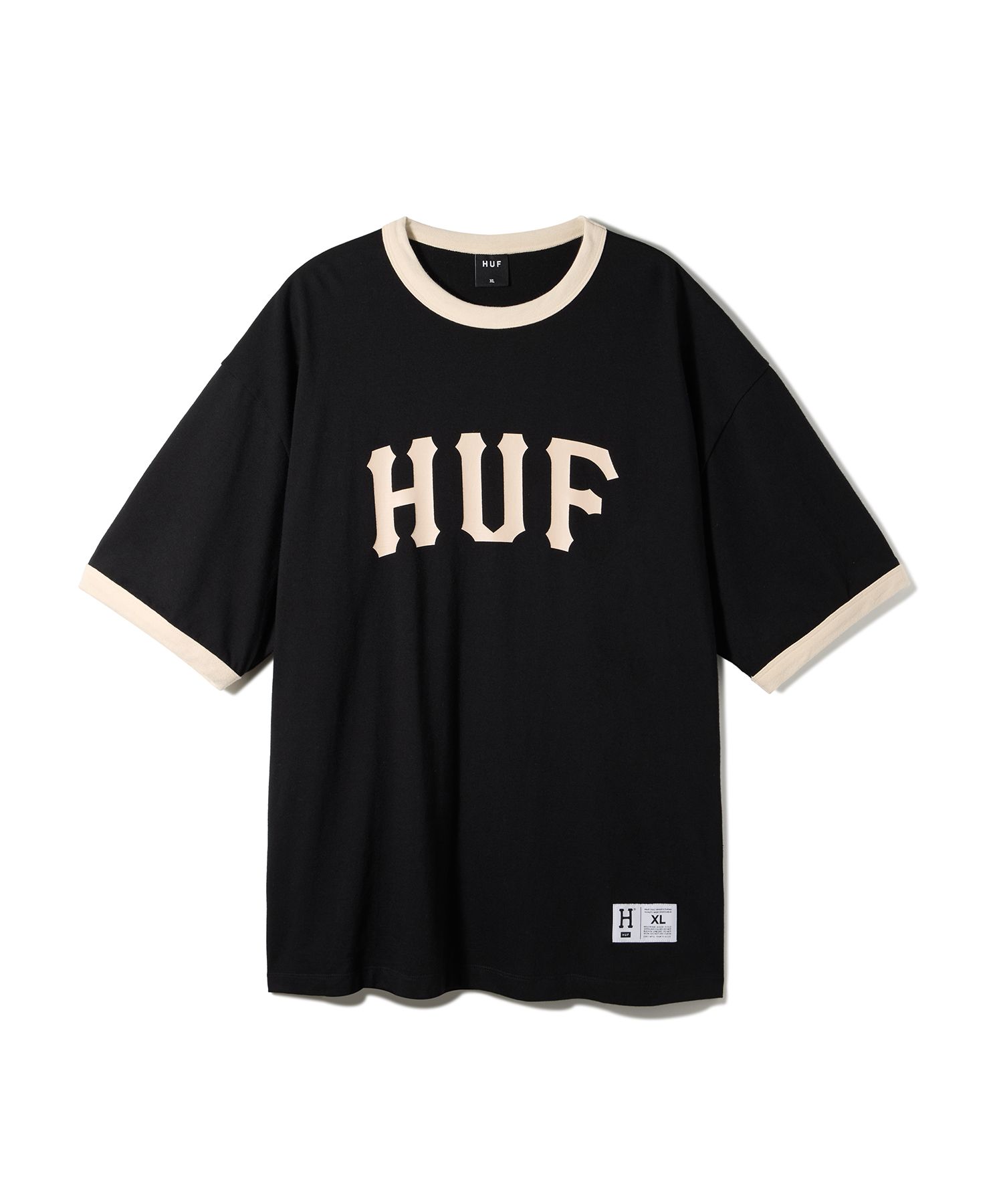 MUSINSA | HUF ARCH LOGO RINGER TEE [BLACK]