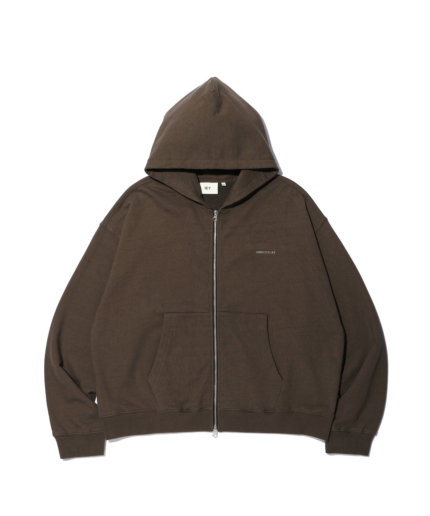 MUSINSA | IEY IEY SYMBOL HOODED ZIP-UP Brown