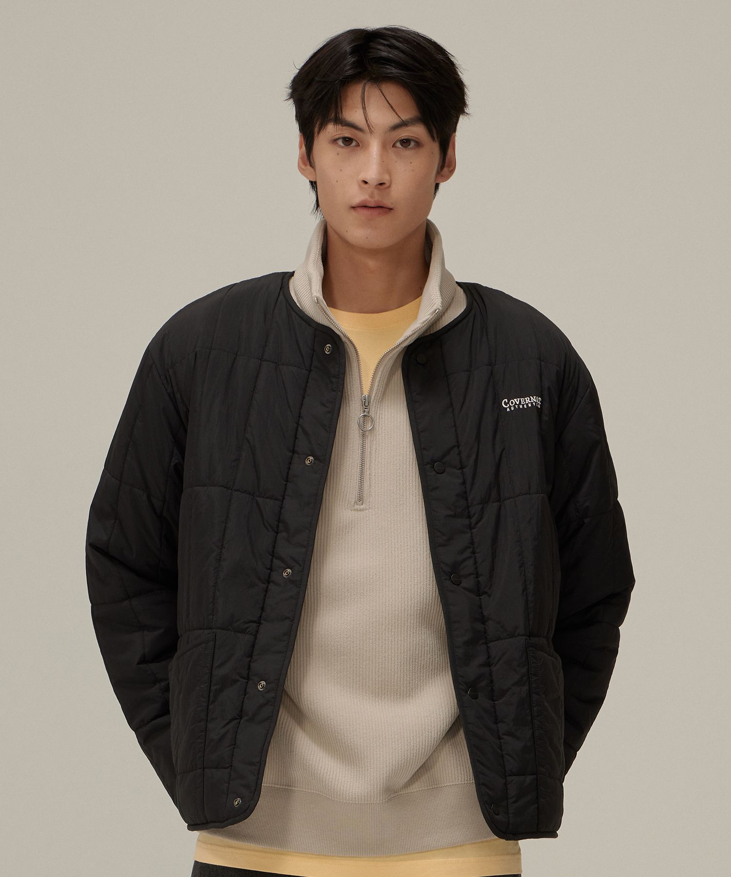 MUSINSA | COVERNAT Fleece Reversible Quilted Jacket Black