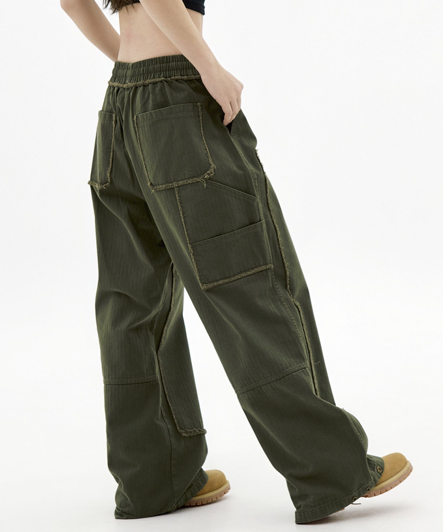 MUSINSA | TAKEASY Herringbone Camo Carpenter Pants (Khaki)