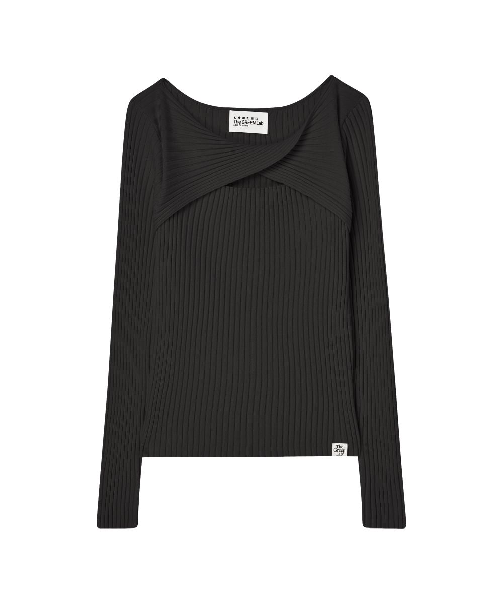 MUSINSA | THE GREEN LAB Twist Slim Golji Knit [Black]