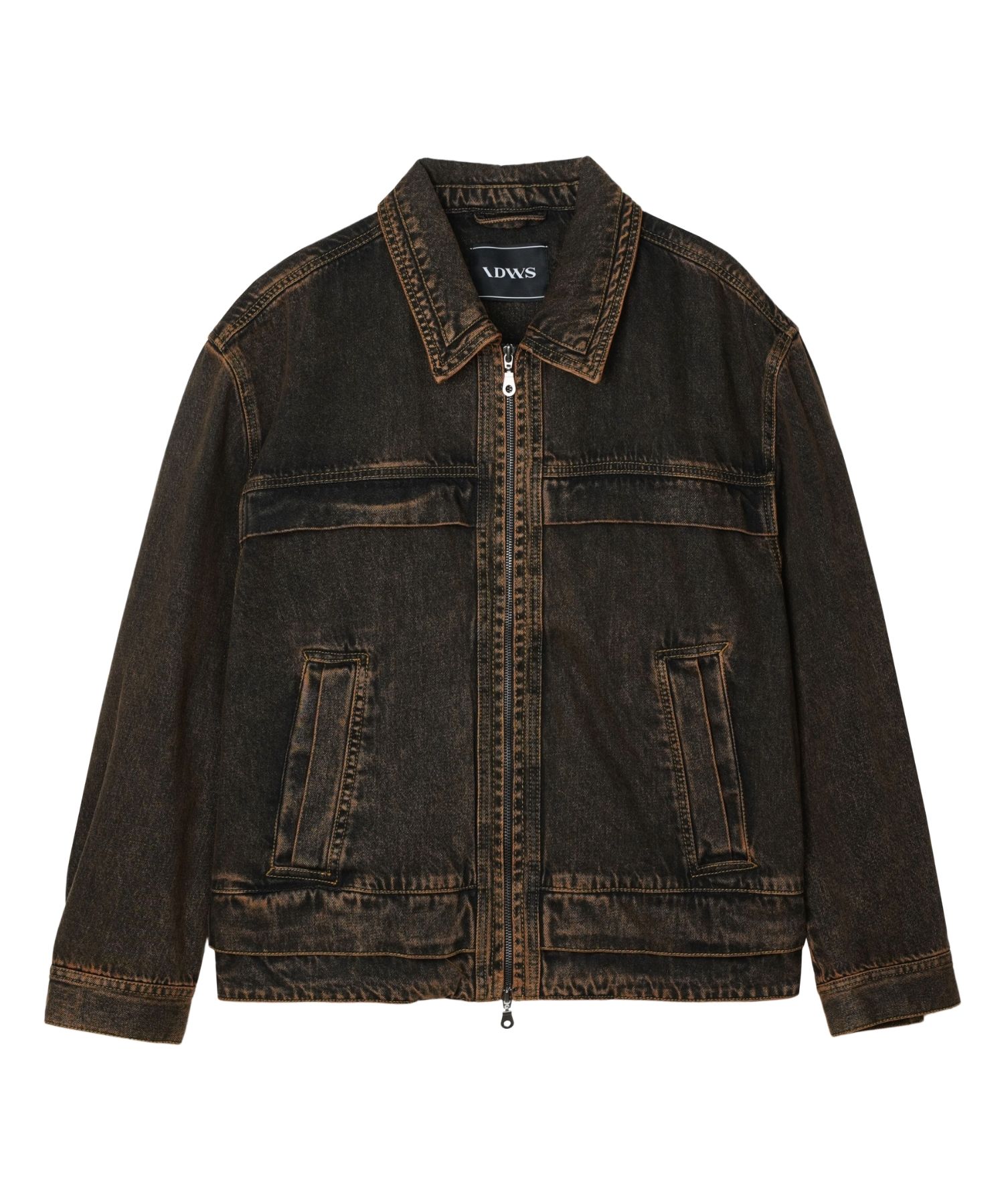 MUSINSA | IDWS Overlap Denim Zip Up Jacket Brown