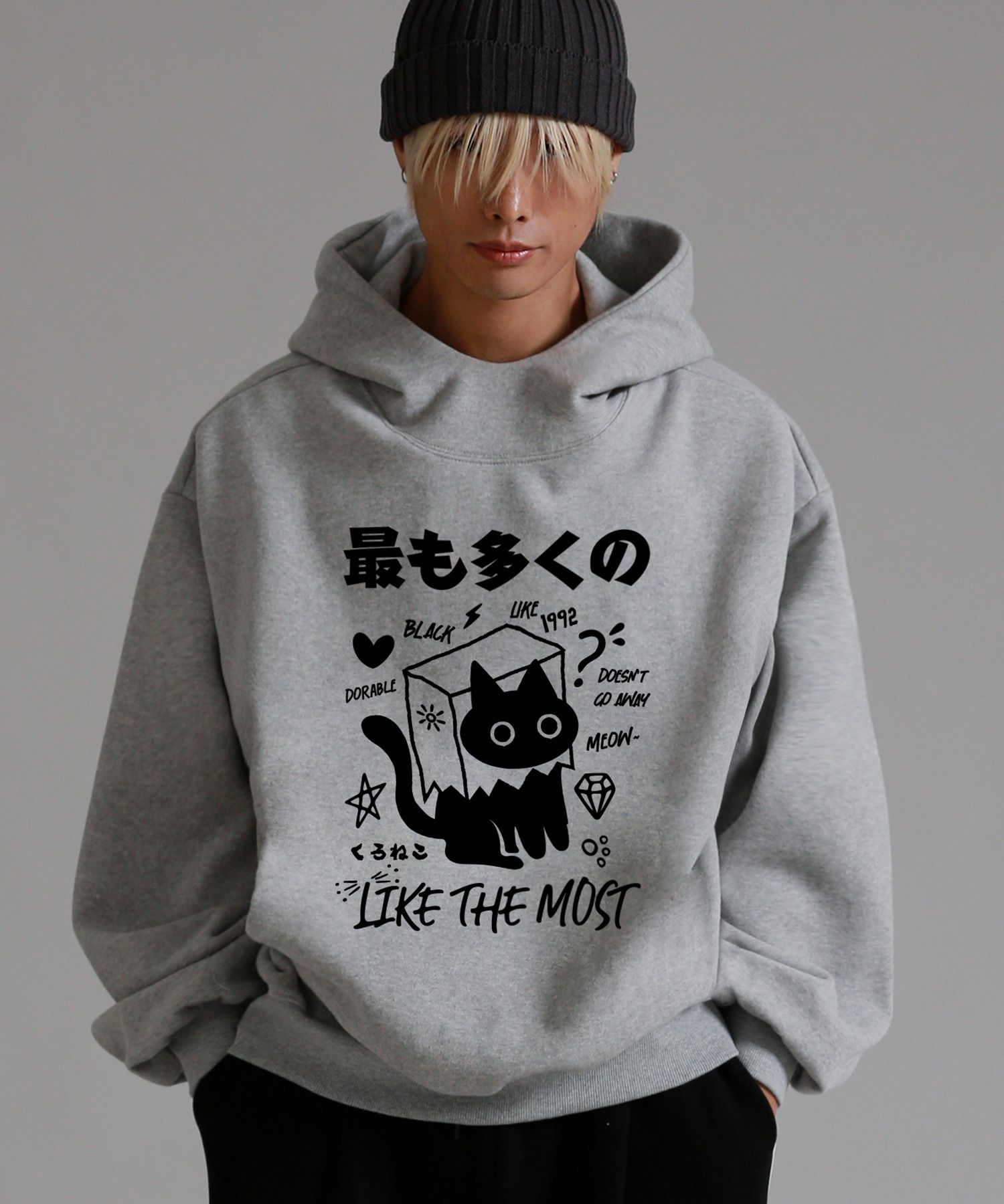MUSINSA | LIKE THE MOST Boxcat Peach Skin Over Hoodie_5colors